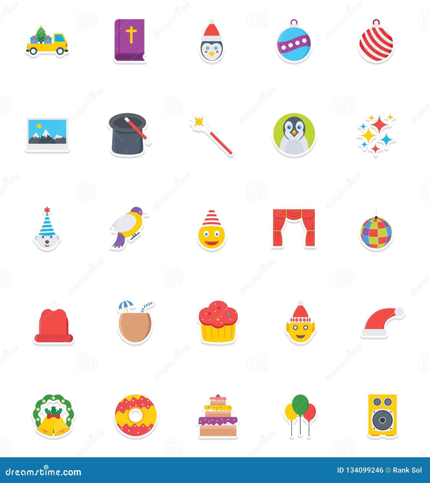 Christmas Party Color Vector Icons Set that Can Be Easily Modified or ...