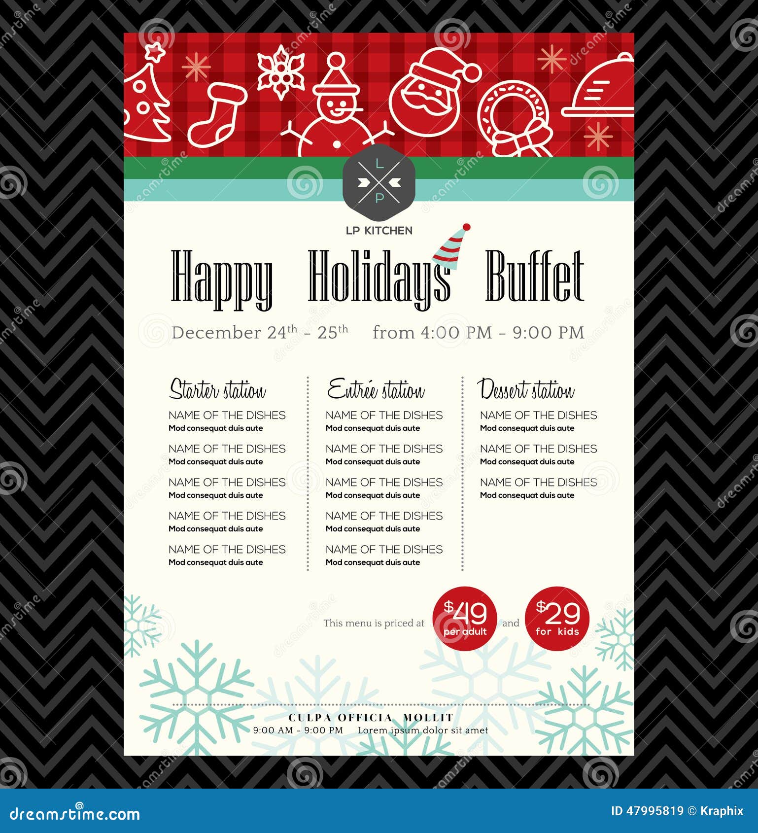 Christmas Party Festive Restaurant Menu Design Stock Vector ...