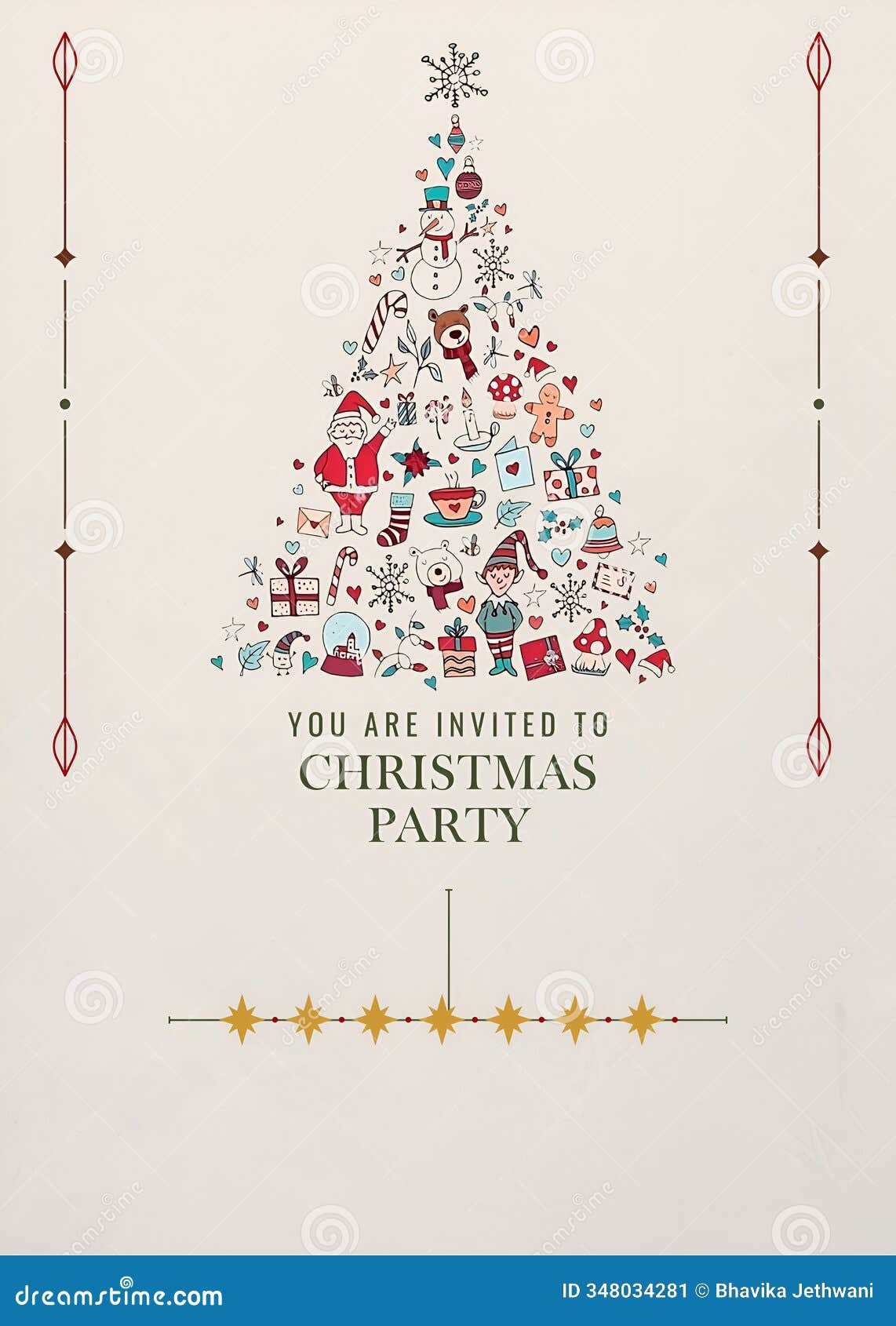 Christmas Party Invitation with Tree Blank Template with Tree Editable ...