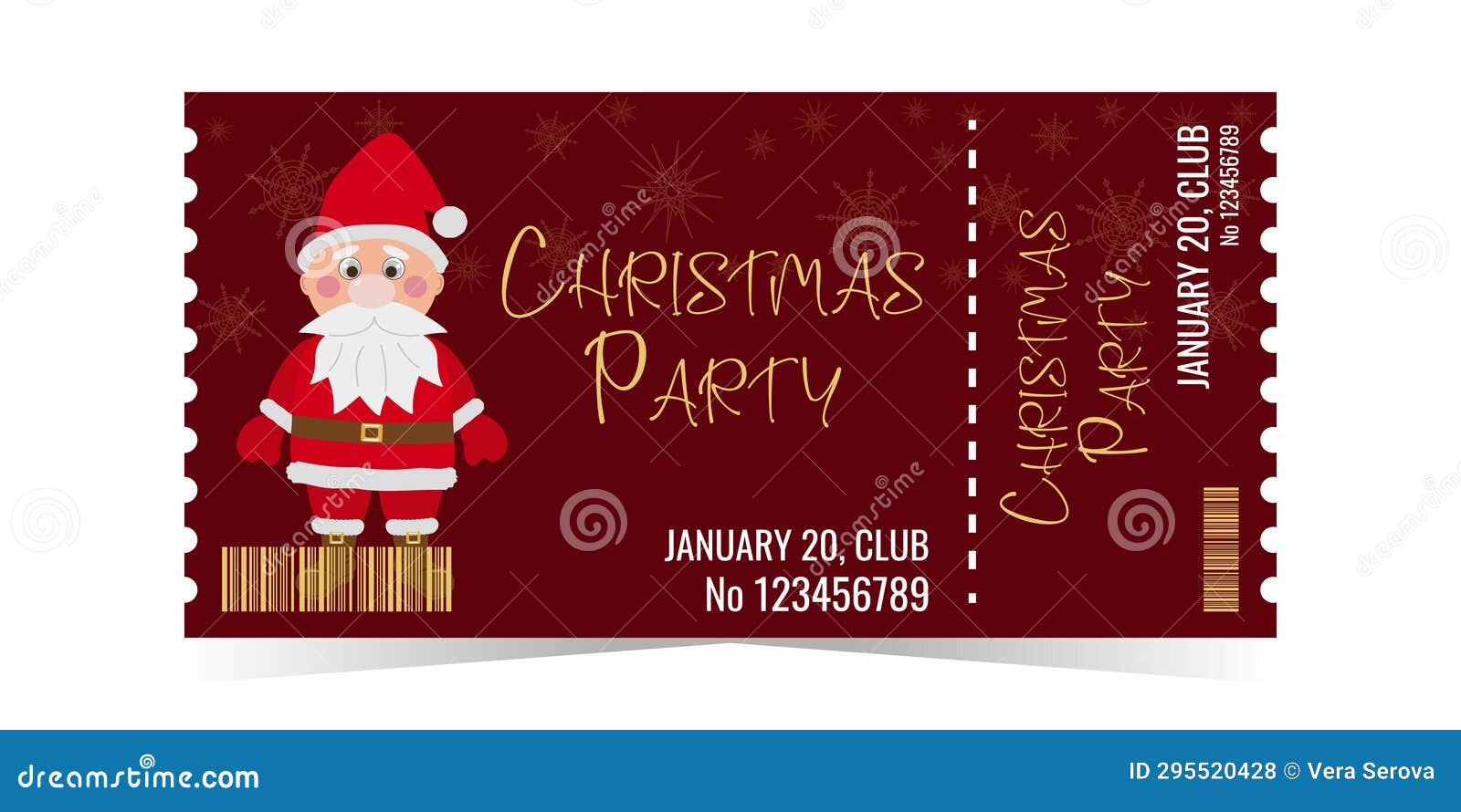 Christmas Party Ticket Layout Template Card Design Stock Vector ...