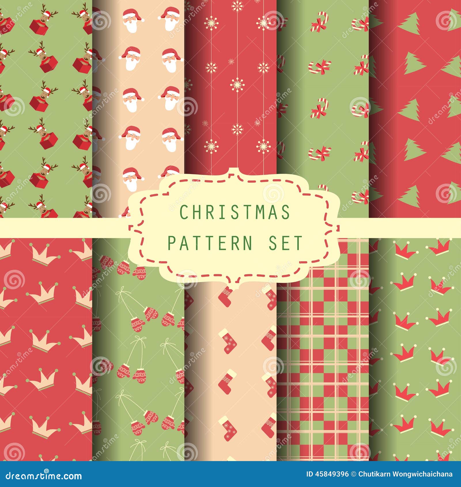 Christmas patten set stock vector. Illustration of geometric - 45849396