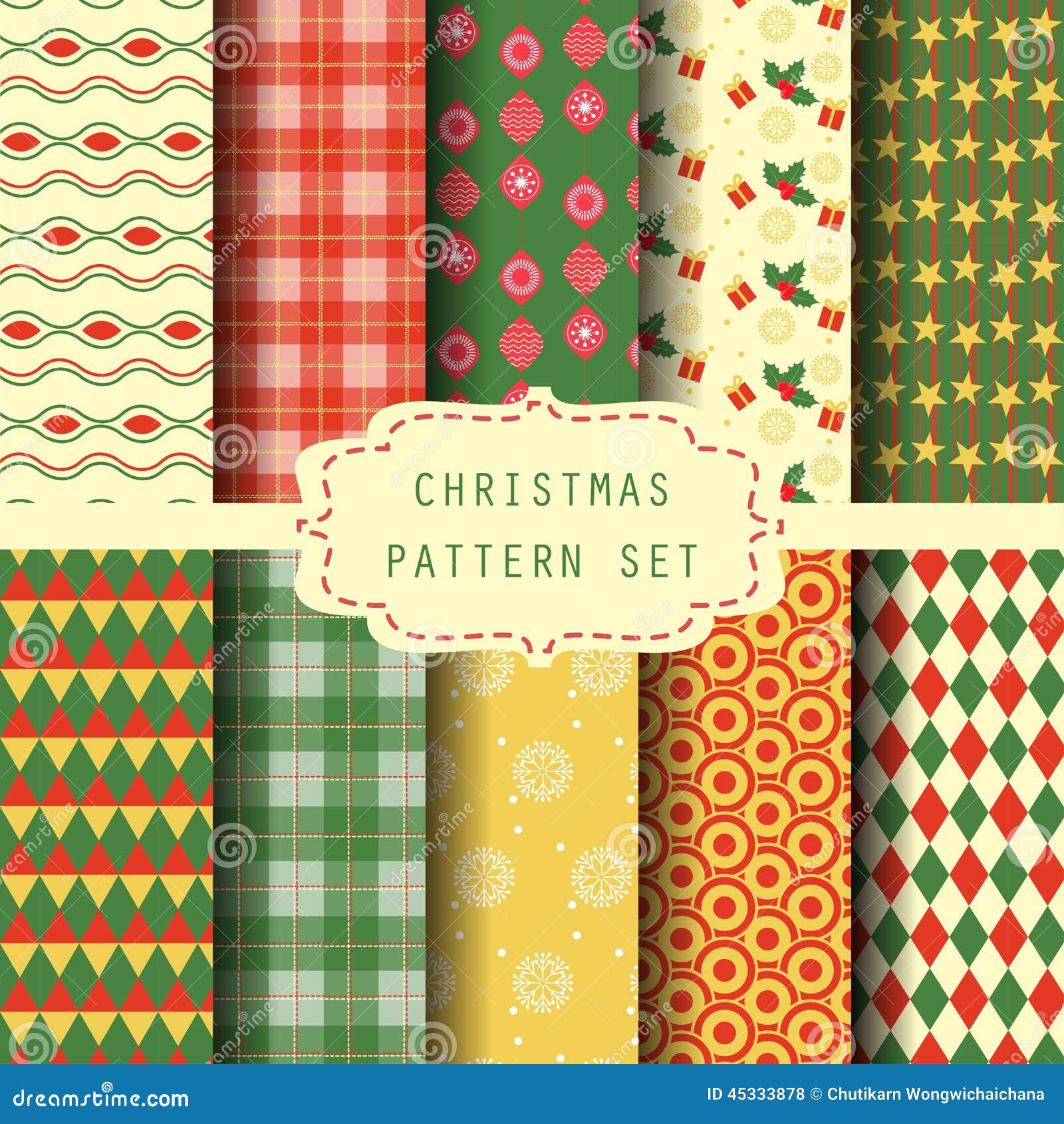 Christmas Patten Set, Vintage and Retro Style Stock Vector ...