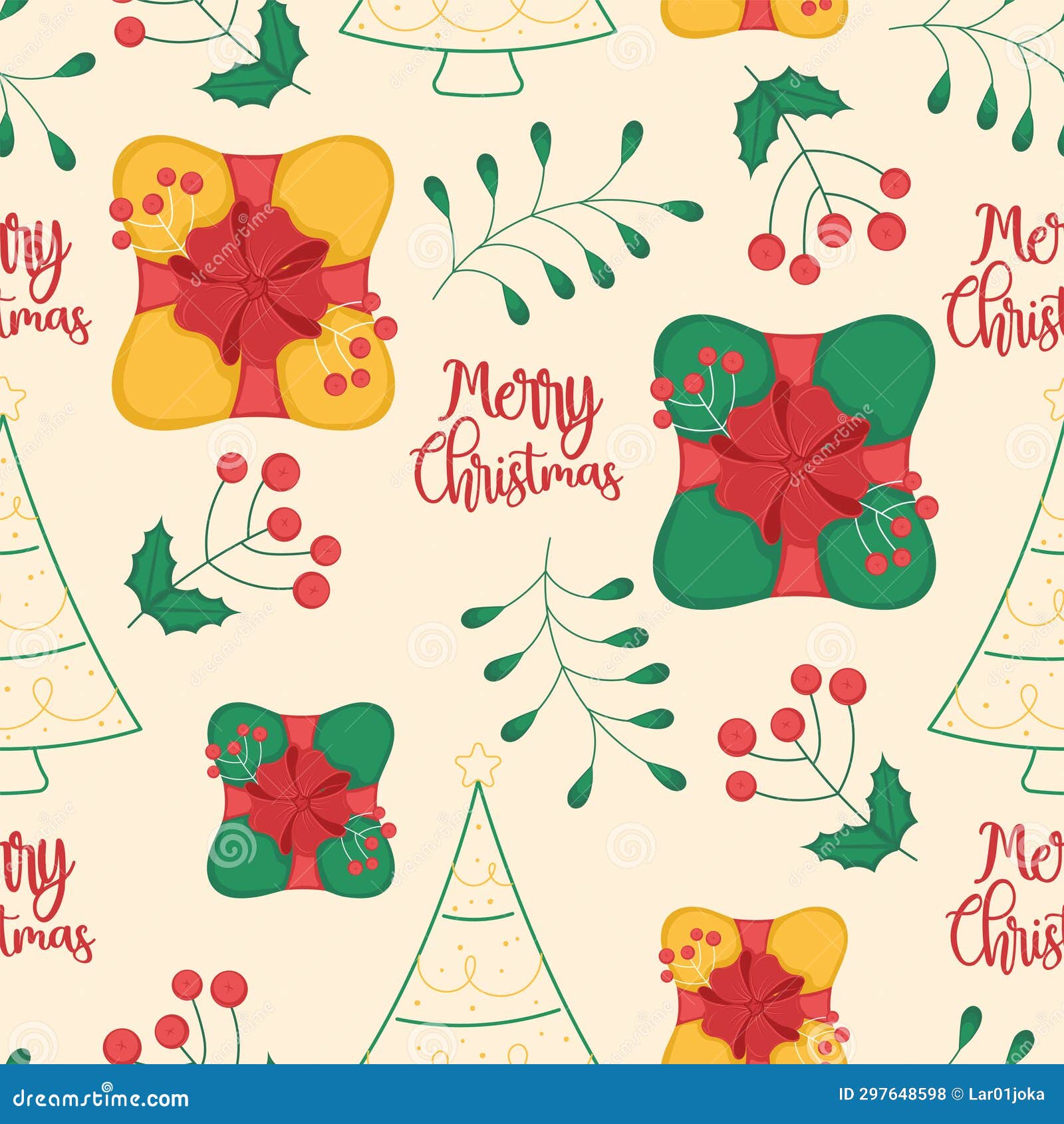 Christmas Pattern Background Gift Wrapping Paper Vector Stock ...