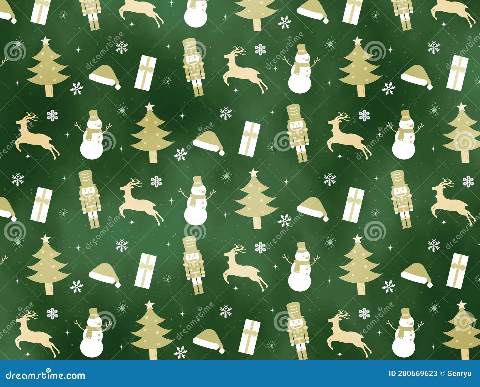 Christmas Pattern Background Green Color Stock Vector - Illustration of ...