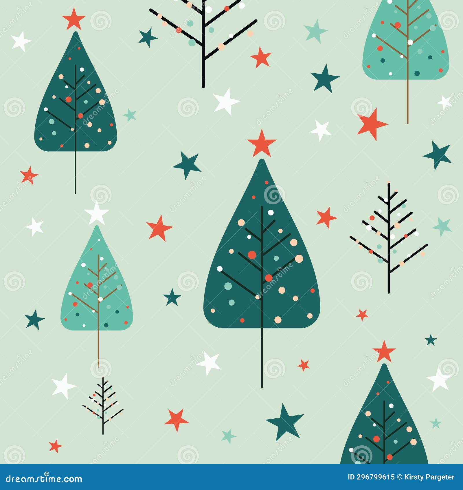 Christmas Pattern with Cute Tree Design Stock Vector - Illustration of ...