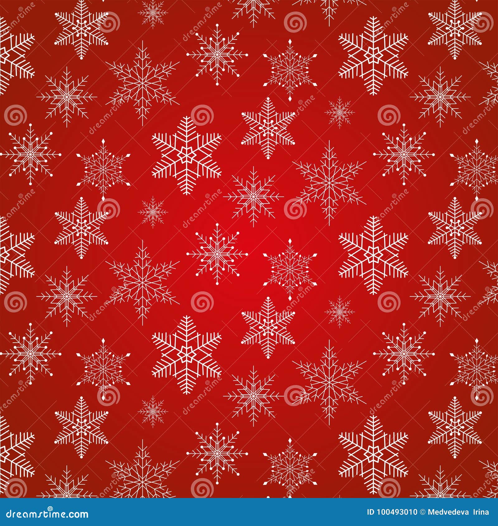 Christmas Pattern with Decorative Snowflakes on Red Background. Stock ...