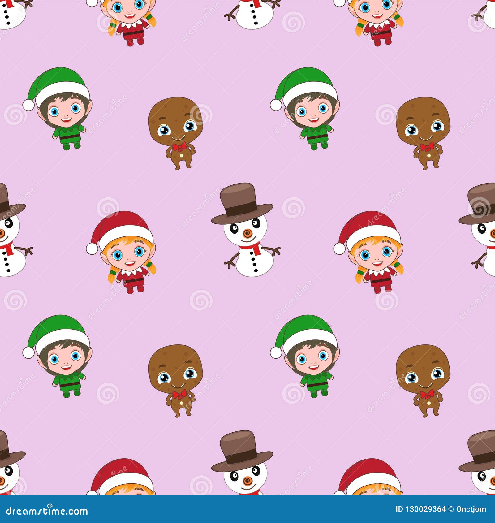 Christmas Pattern with Kids Characters Stock Vector - Illustration of ...