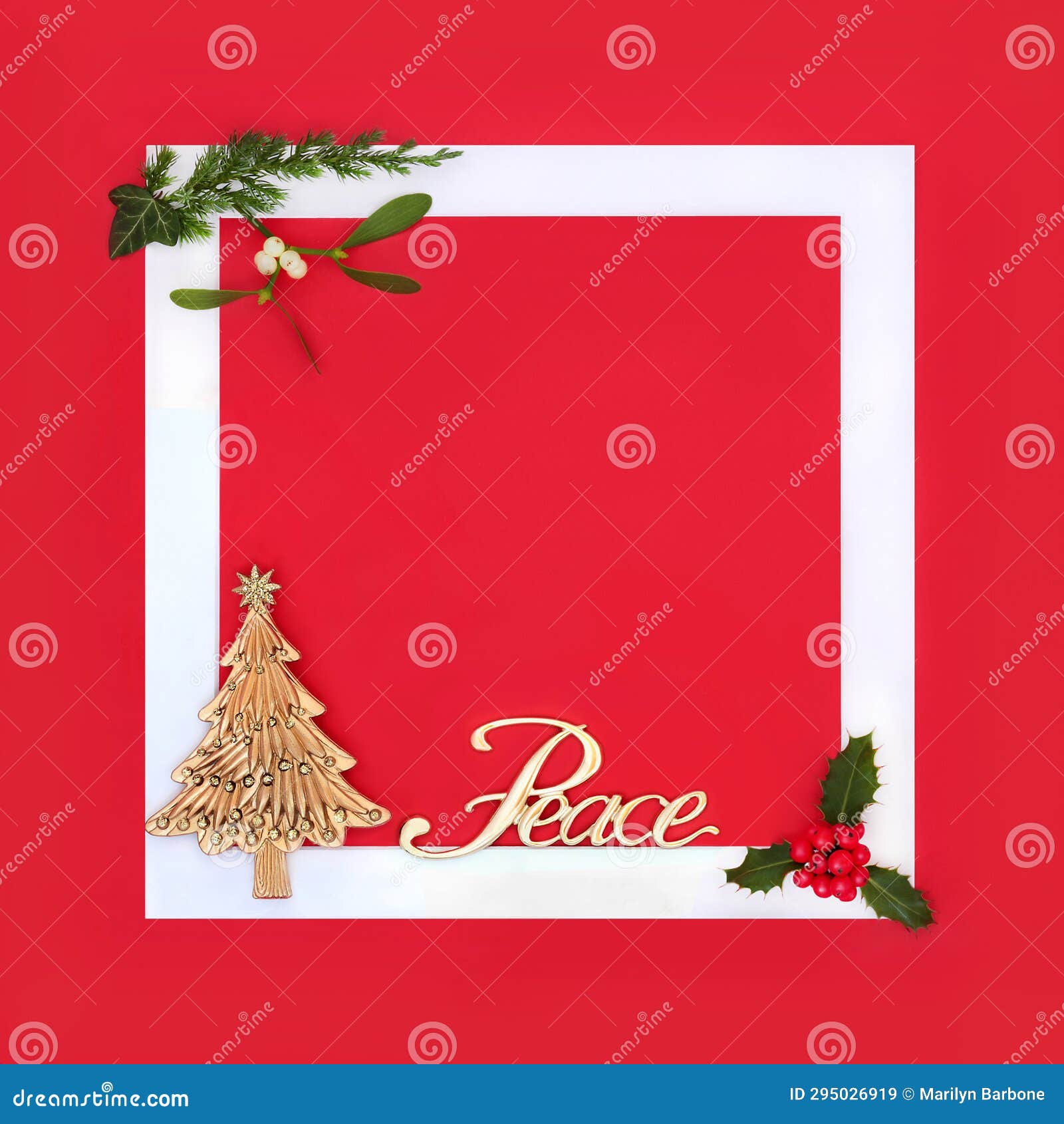 Christmas Peace Sign Tree and Winter Flora Stock Image - Image of ...