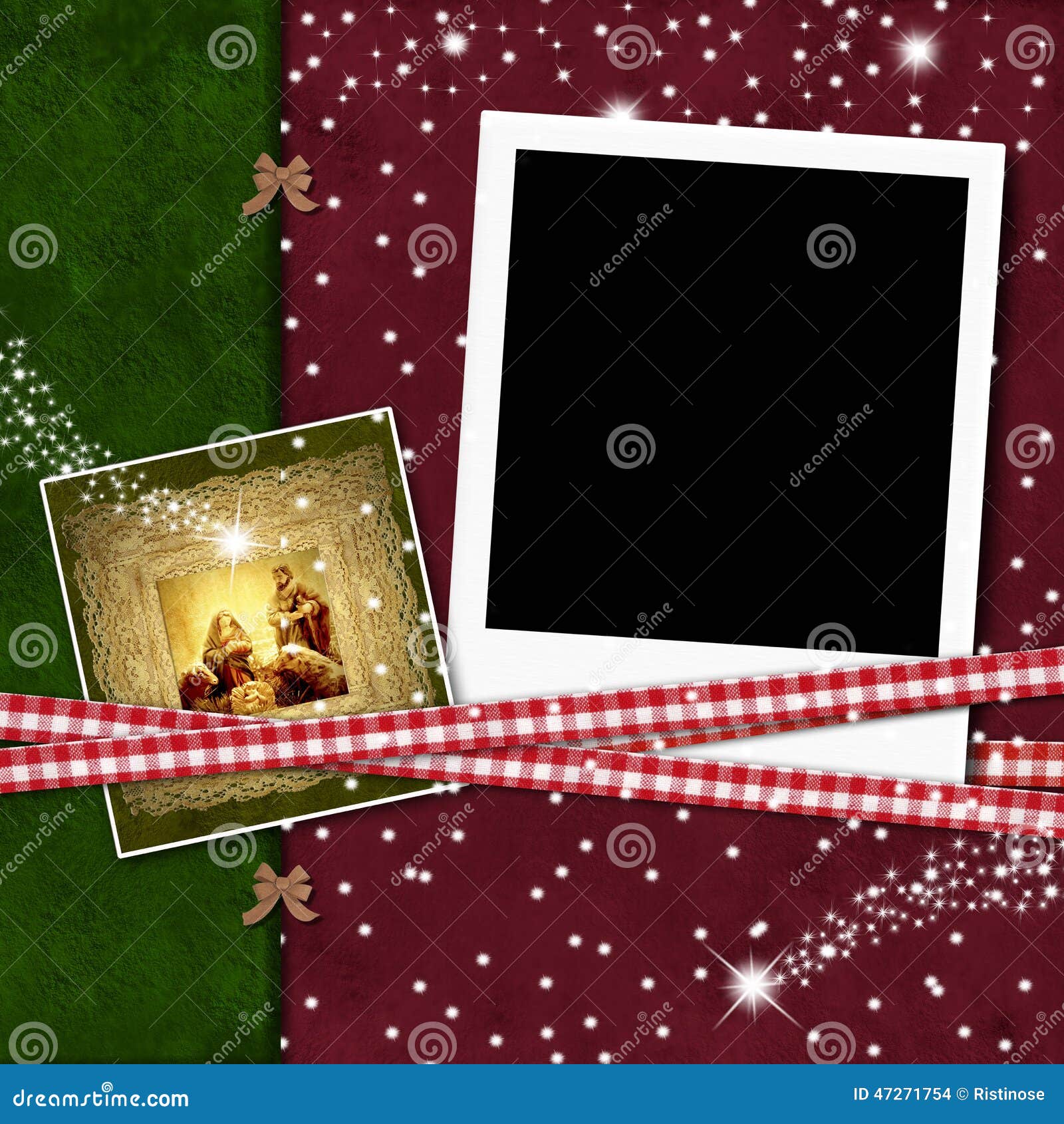 Christmas Photo Frame with Nativity Scene Stock Photo - Image of album ...
