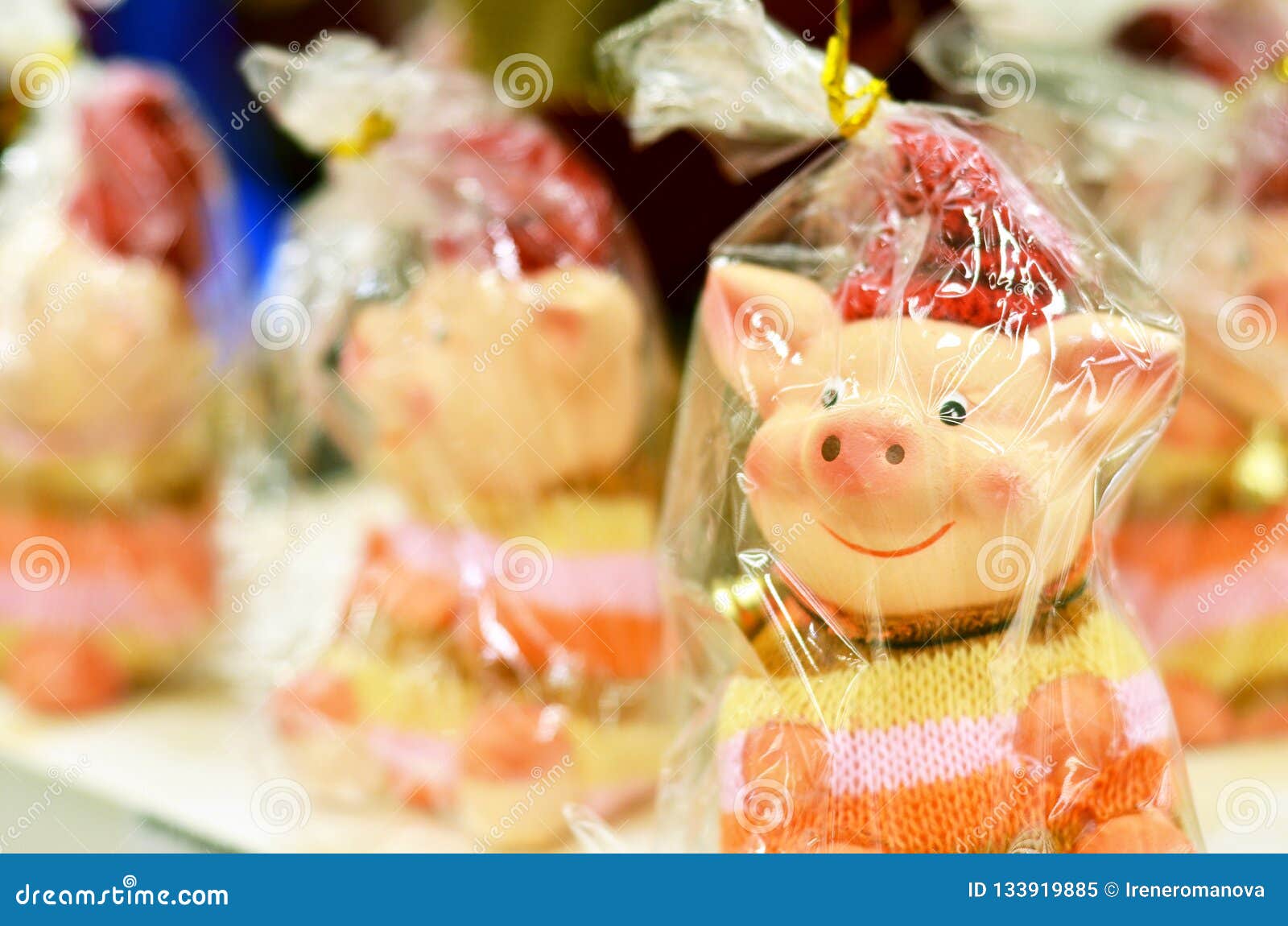 Christmas Pigs 2019 in a Package. Stock Image - Image of festive ...