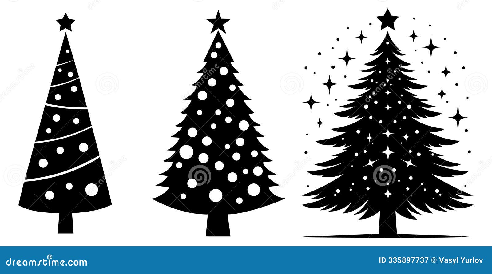 Christmas or Pine Tree Silhouette Set Collection Vector Illustration ...