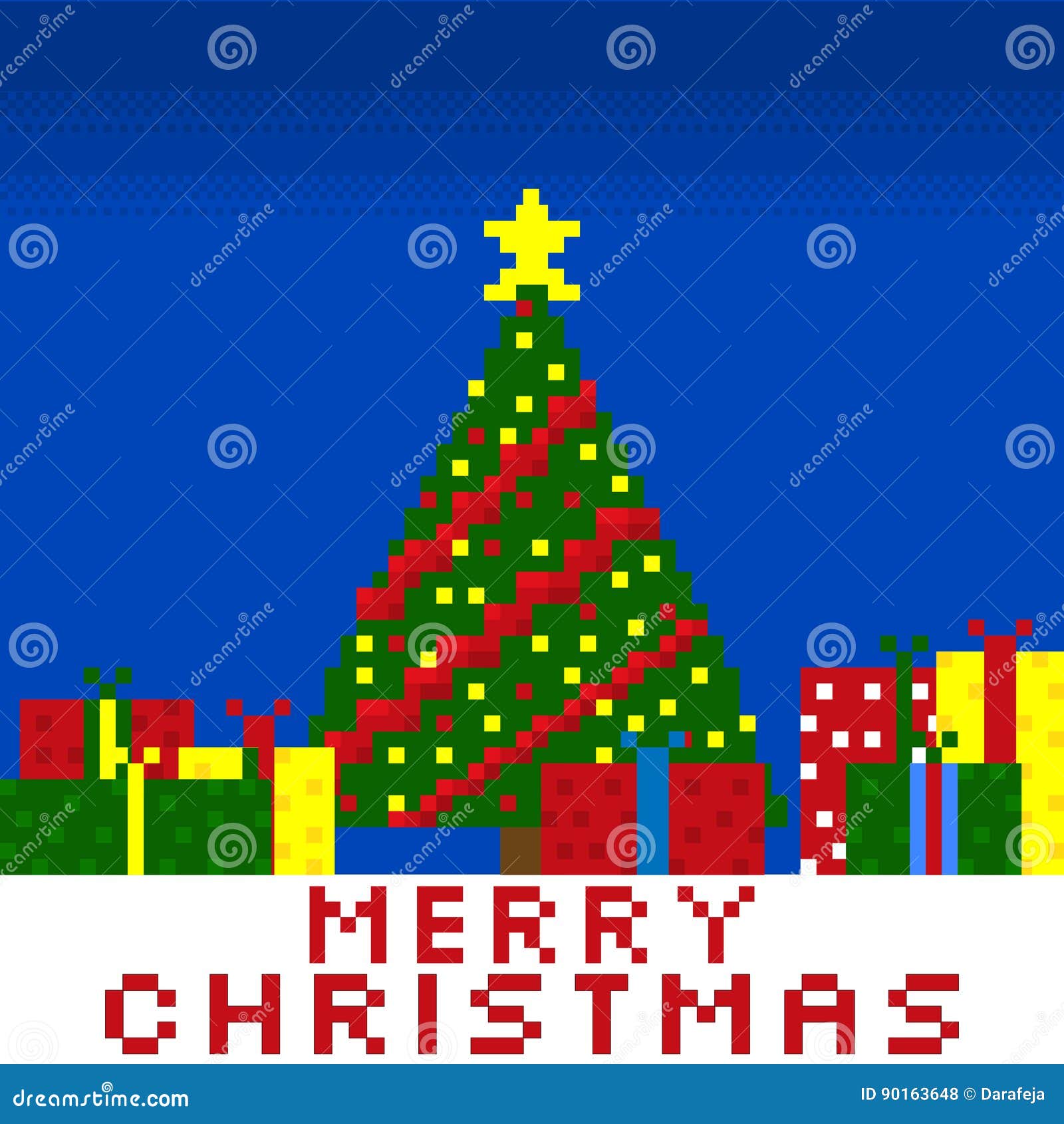 Christmas Pixel Art Gift Card Stock Illustration - Illustration of ...