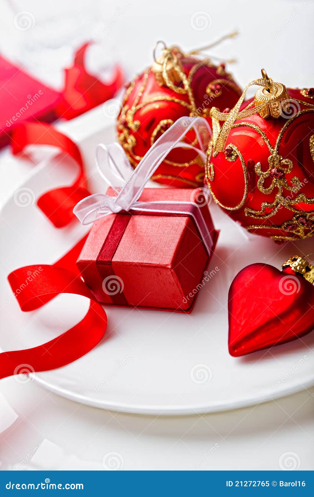 Christmas Place Setting and a Little Present Stock Image - Image of ...