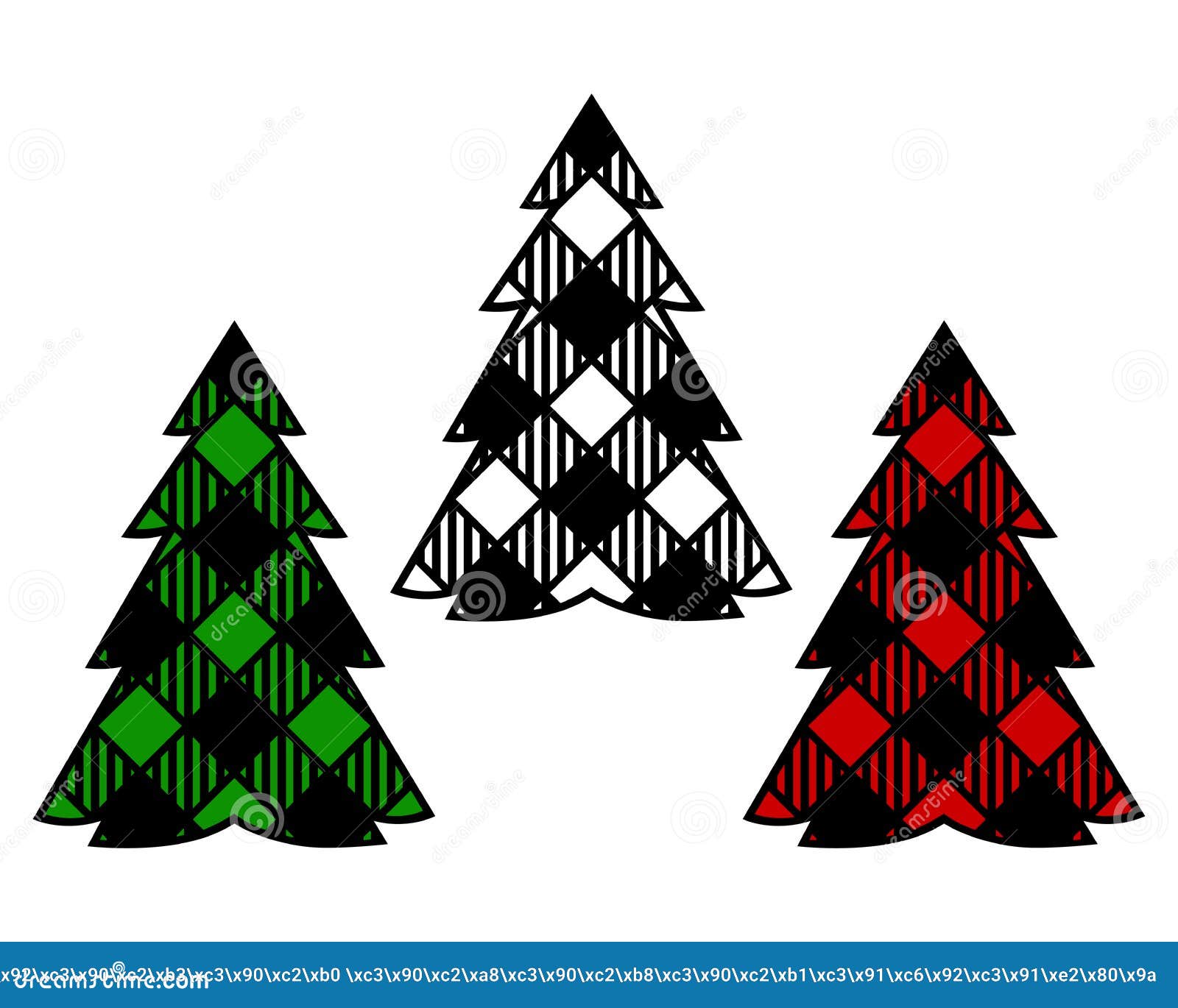 Christmas Plaid Trees. Vector Illustrations Stock Vector - Illustration ...