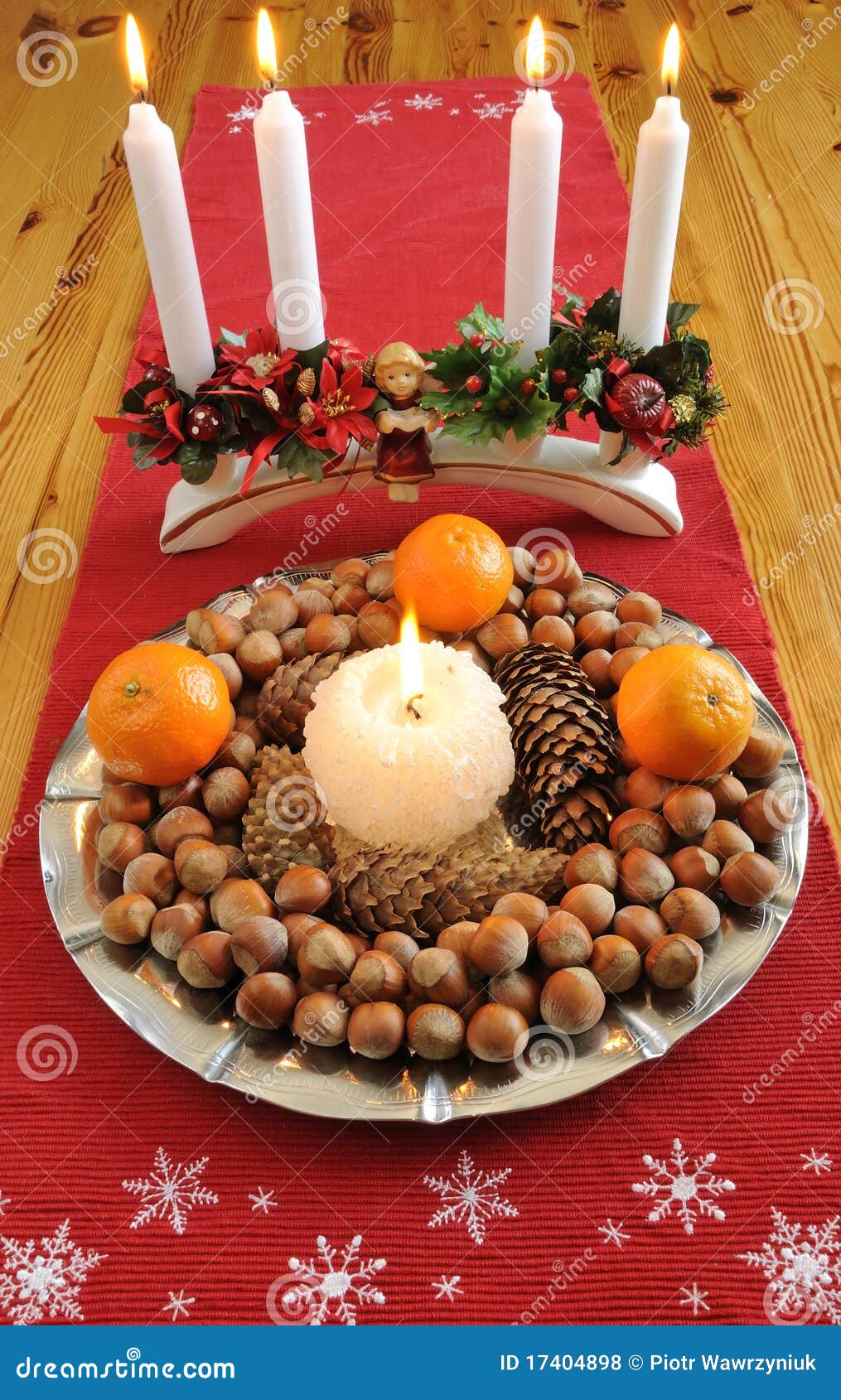 Christmas Plate with Delicacies Stock Photo - Image of ball, hazelnuts ...