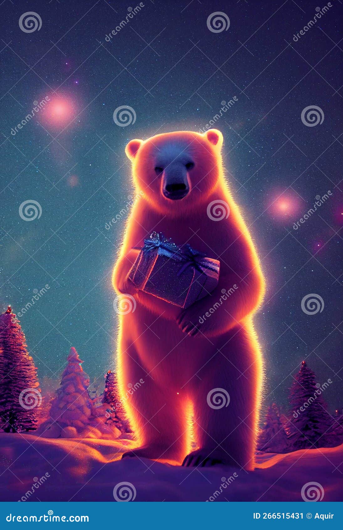 Christmas Polar Bear In The Winter Landscape Polar Bear Santa Magical