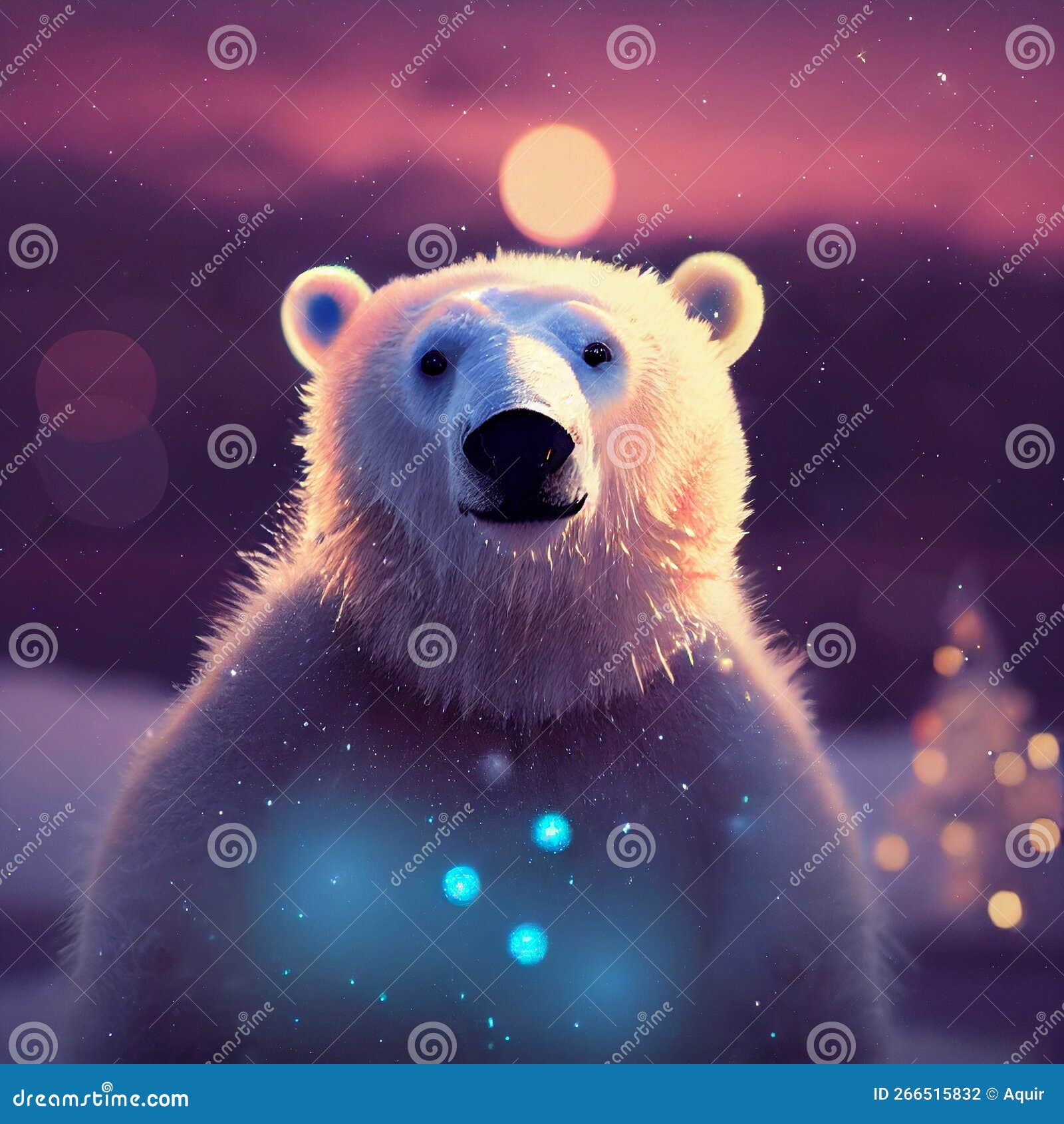 Christmas Polar Bear In The Winter Landscape Polar Bear Santa Magical