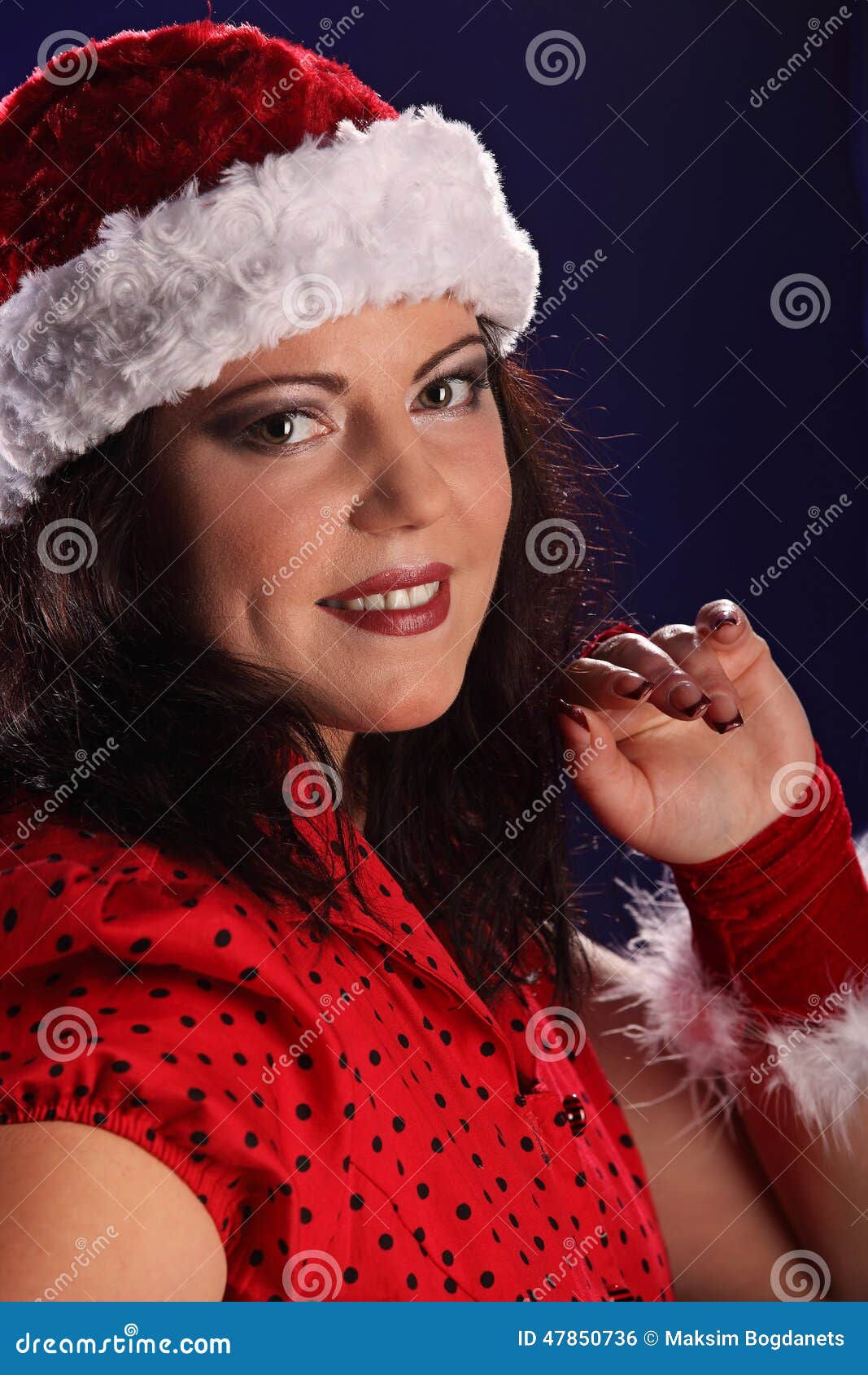 Christmas Portrait of Beautiful Plus Size Young Woman Stock Photo ...
