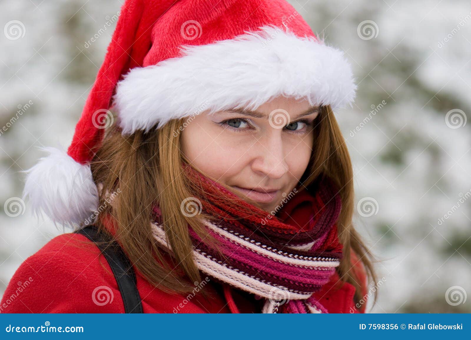 Christmas Portrait of a Beautiful Woman Stock Photo - Image of female ...