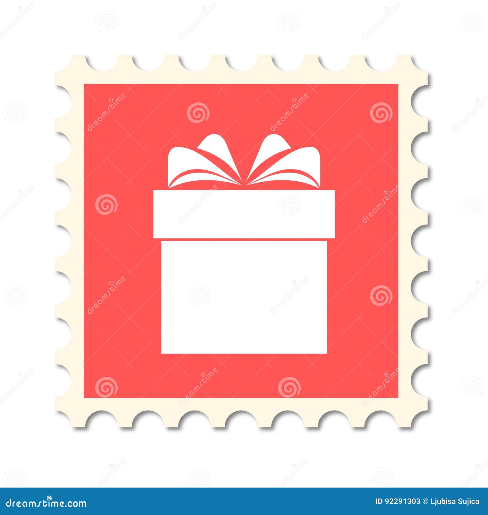 Christmas Post Stamp, Gift Box Stock Vector - Illustration of holiday ...