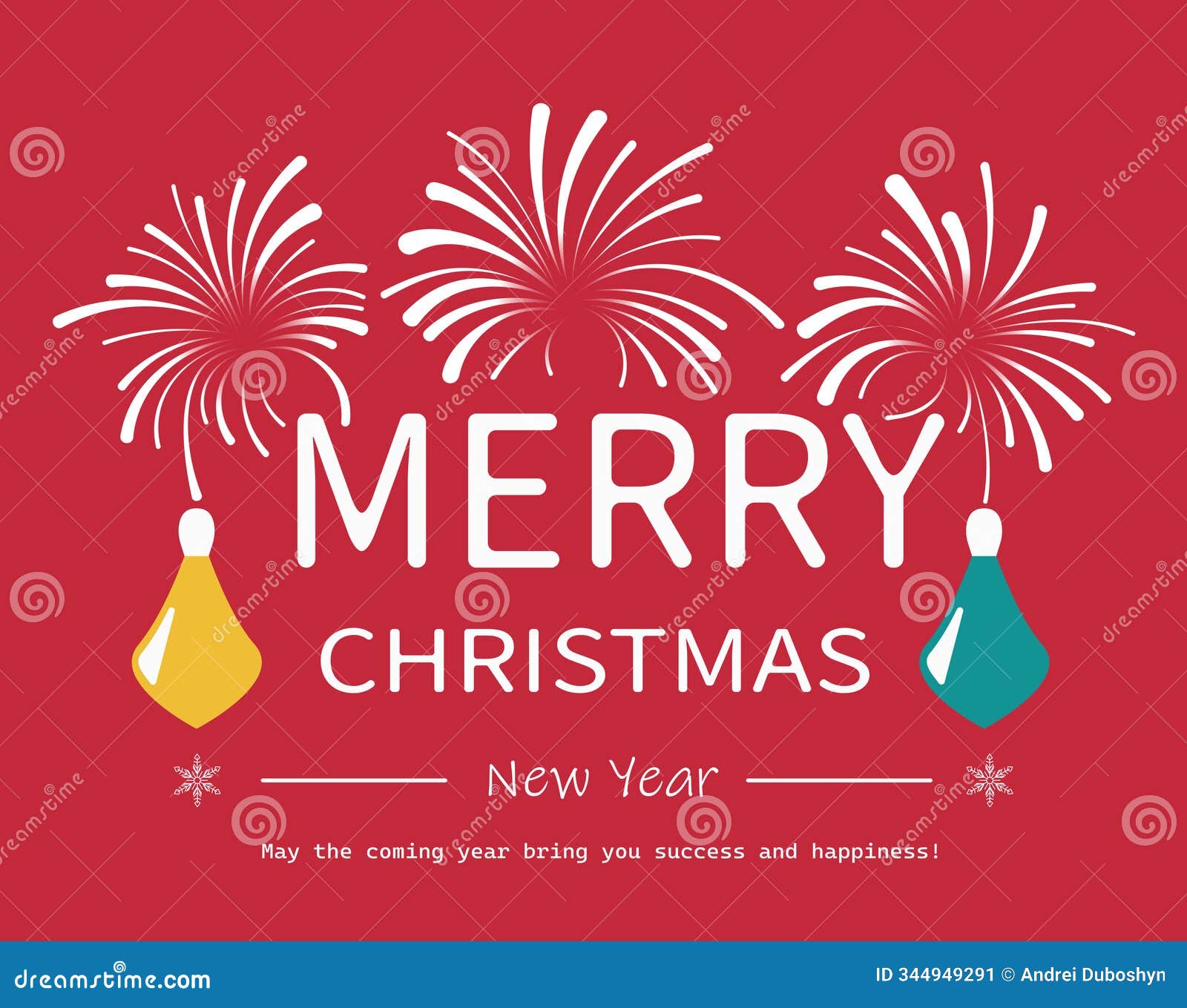 Postcard On Red Color Background With Differents Elements In Simple ...