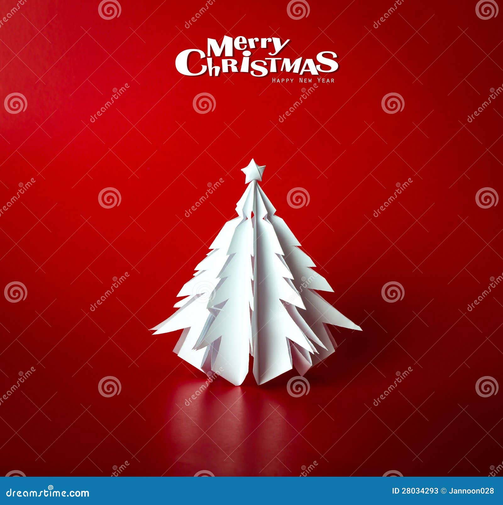 Christmas Postcard with True Paper Christmas Tree Stock Image - Image ...