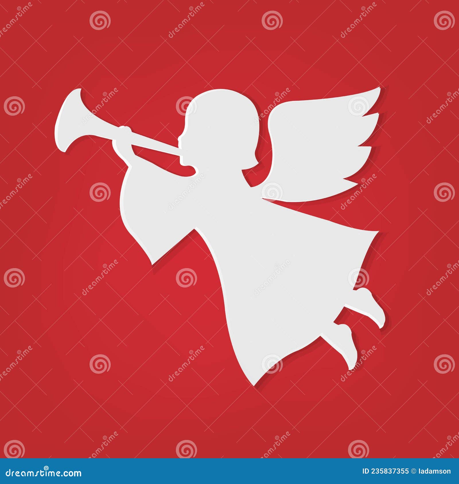 Christmas Poster with Angel with Red Background Stock Vector ...