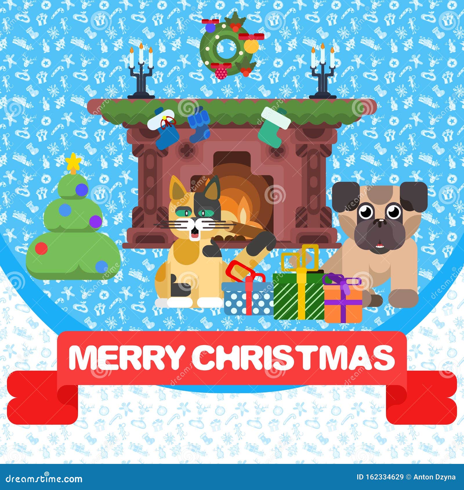 Cat Dog Fireplace Holiday Stock Photos - Free & Royalty-Free Stock ...