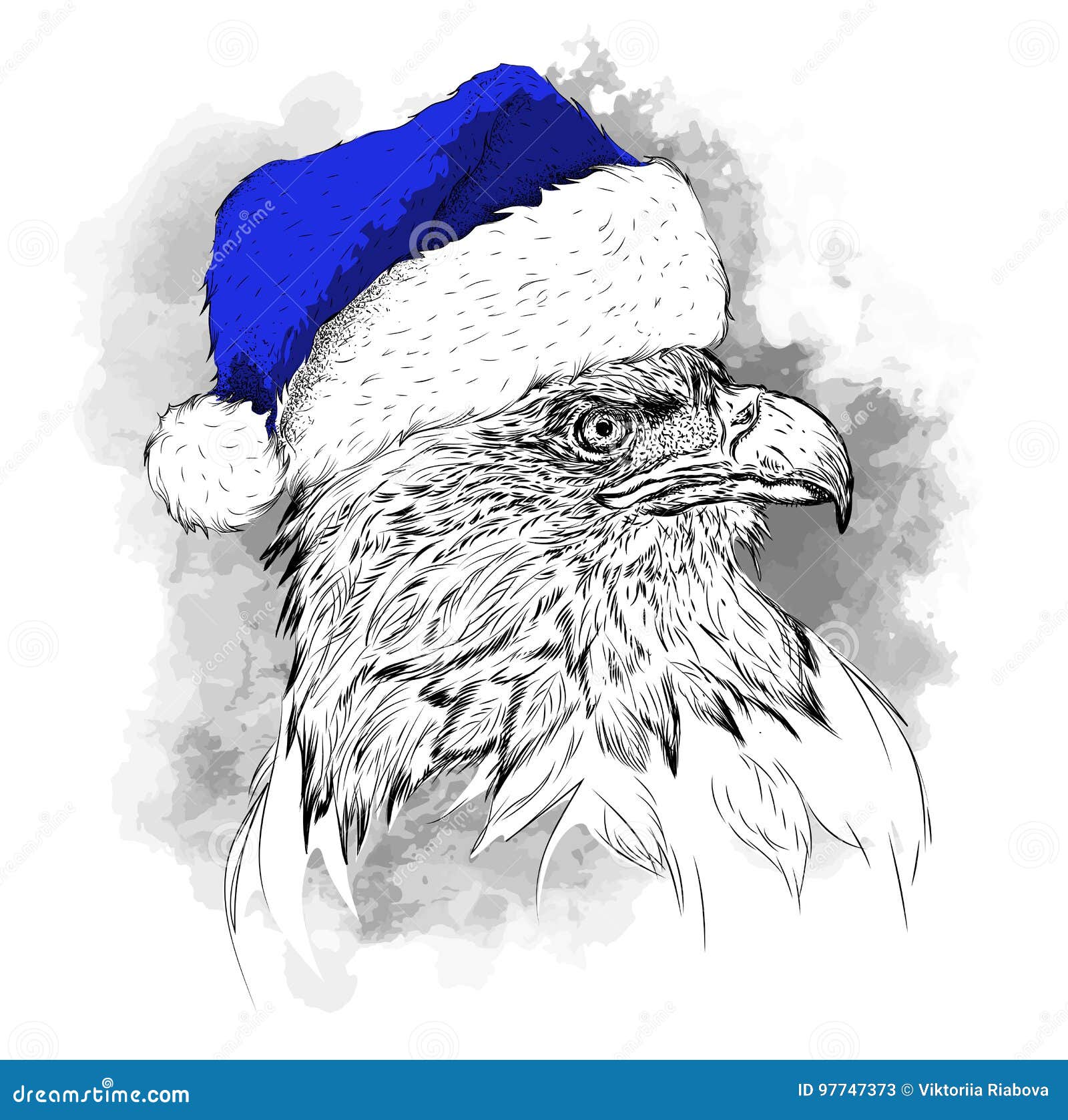 Christmas Eagle Falcon Hawk Cartoon With Santa Claus Cap Logo Design On ...