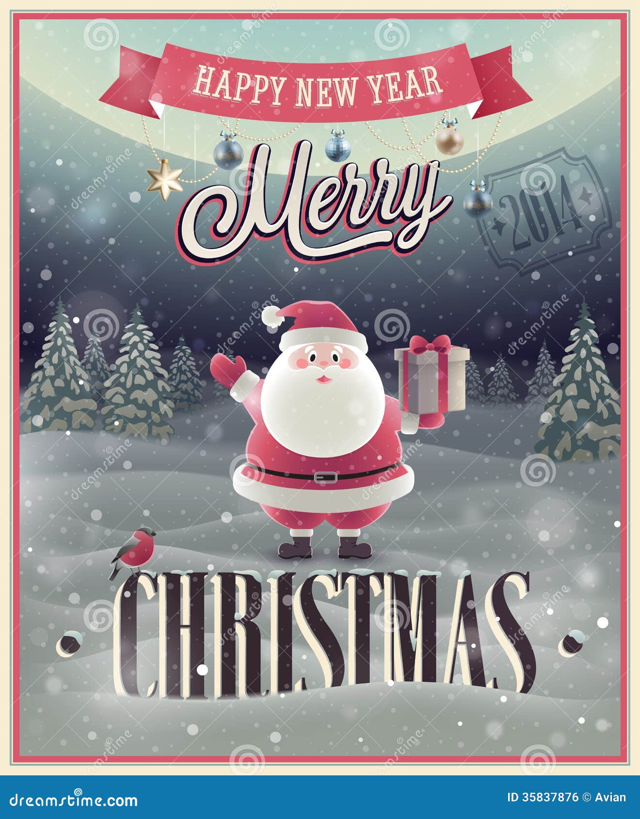 Christmas Poster with Santa. Stock Vector - Illustration of merry ...