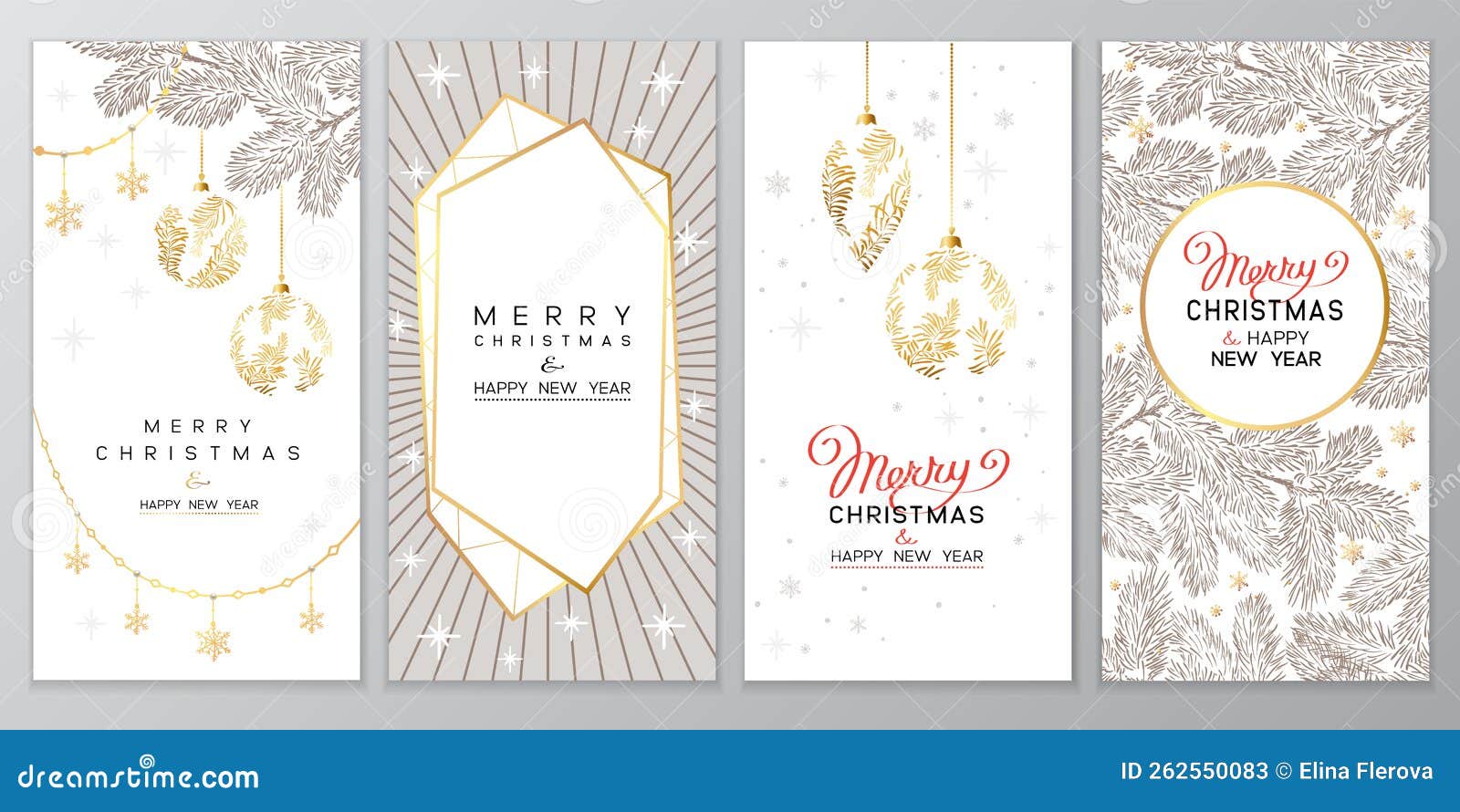 Christmas Poster Set. Vector Illustration of Christmas Cards with ...
