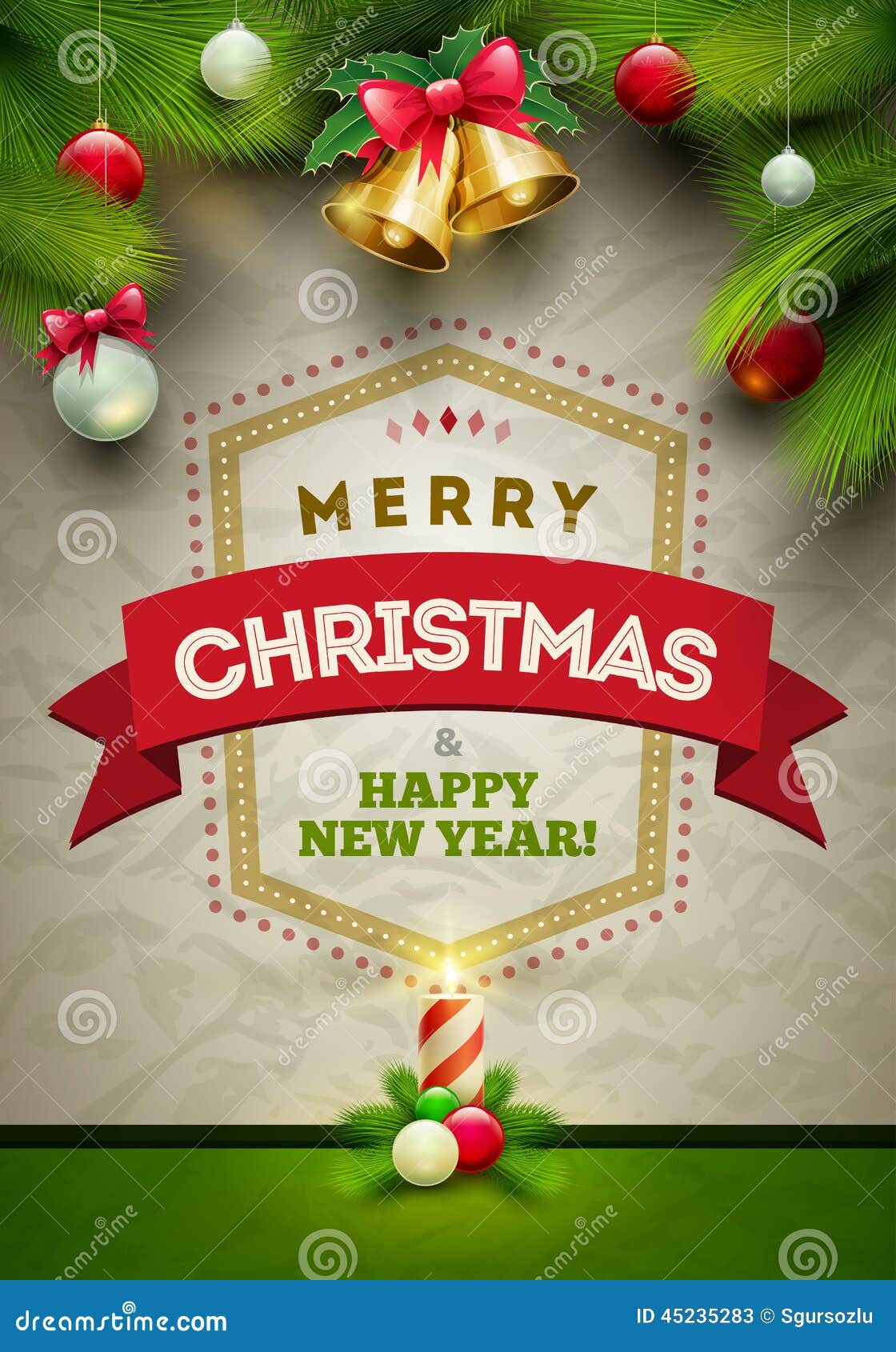 Christmas Poster stock vector. Illustration of greeting - 45235283