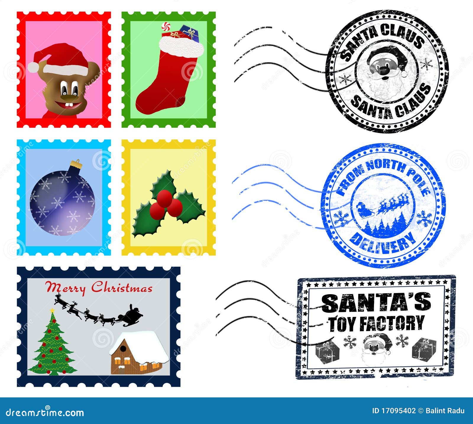 Christmas Postmarks and Stamps Stock Vector - Illustration of ornament ...