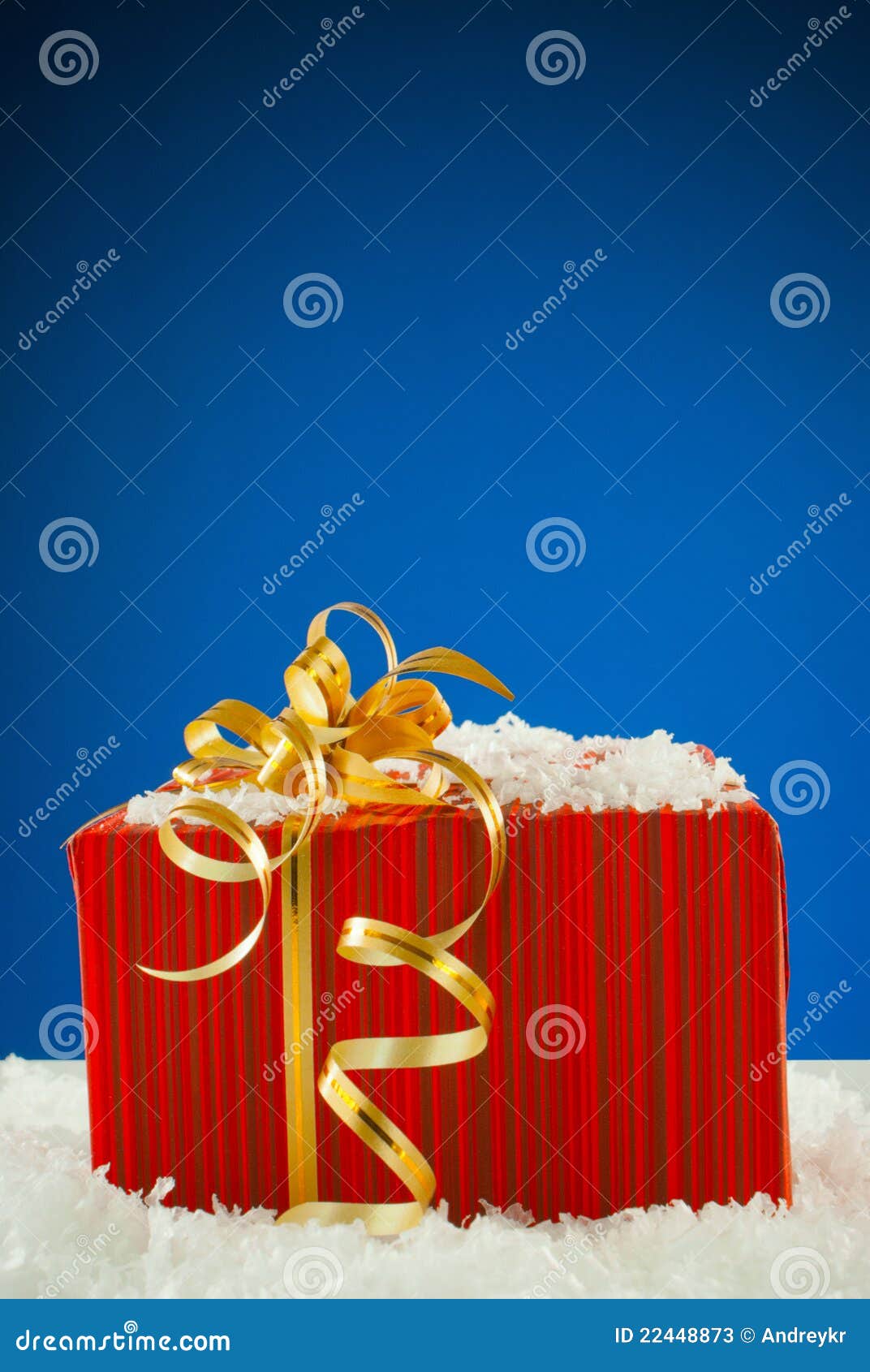 Christmas Present on Blue Background Stock Image - Image of space ...