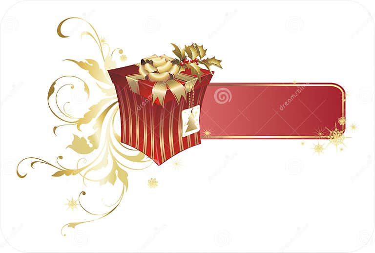 Christmas present box stock vector. Illustration of gold - 3586176