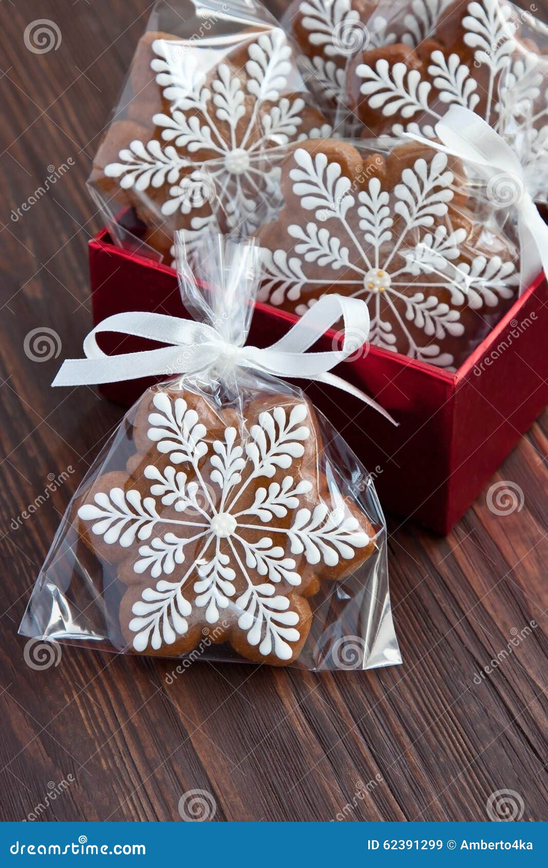 Christmas Present in Gift Box, Gingerbread Cookies Stock Image - Image ...
