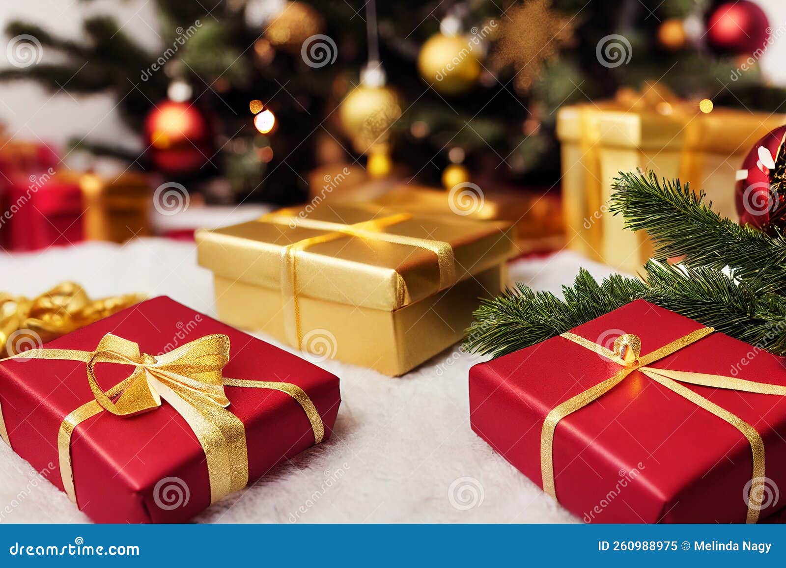 Christmas Present and Gift Boxes Under Christmas Tree Stock Image ...