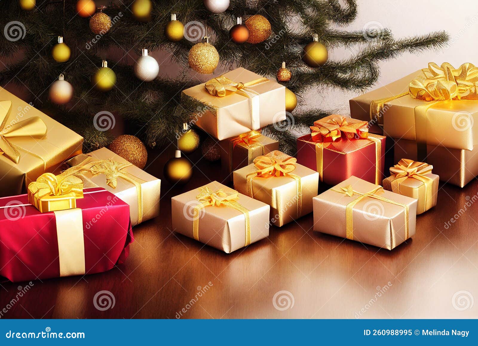Christmas Present and Gift Boxes Under Christmas Tree Stock Image ...
