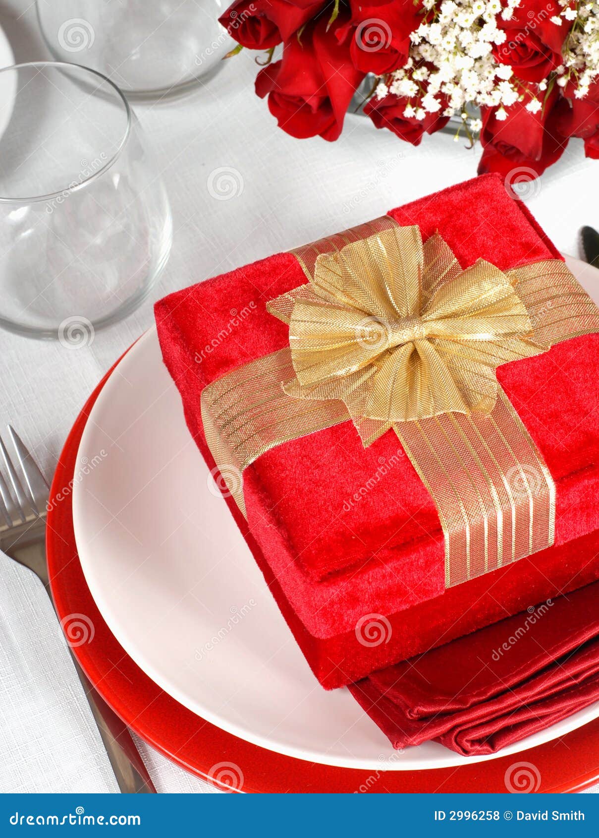 A Christmas Present with Roses Stock Photo - Image of xmas, yuletide ...