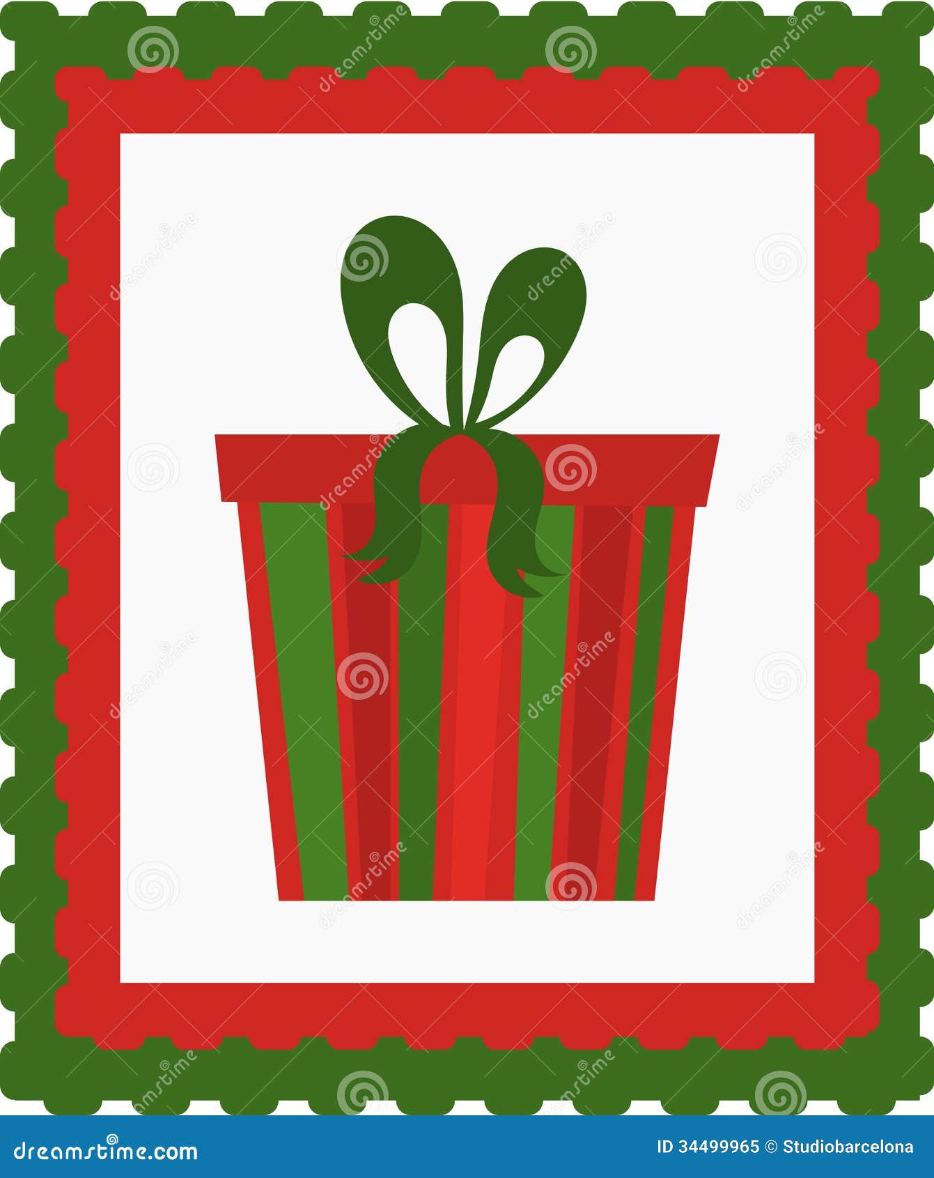 Christmas present stamp stock vector. Illustration of striped - 34499965