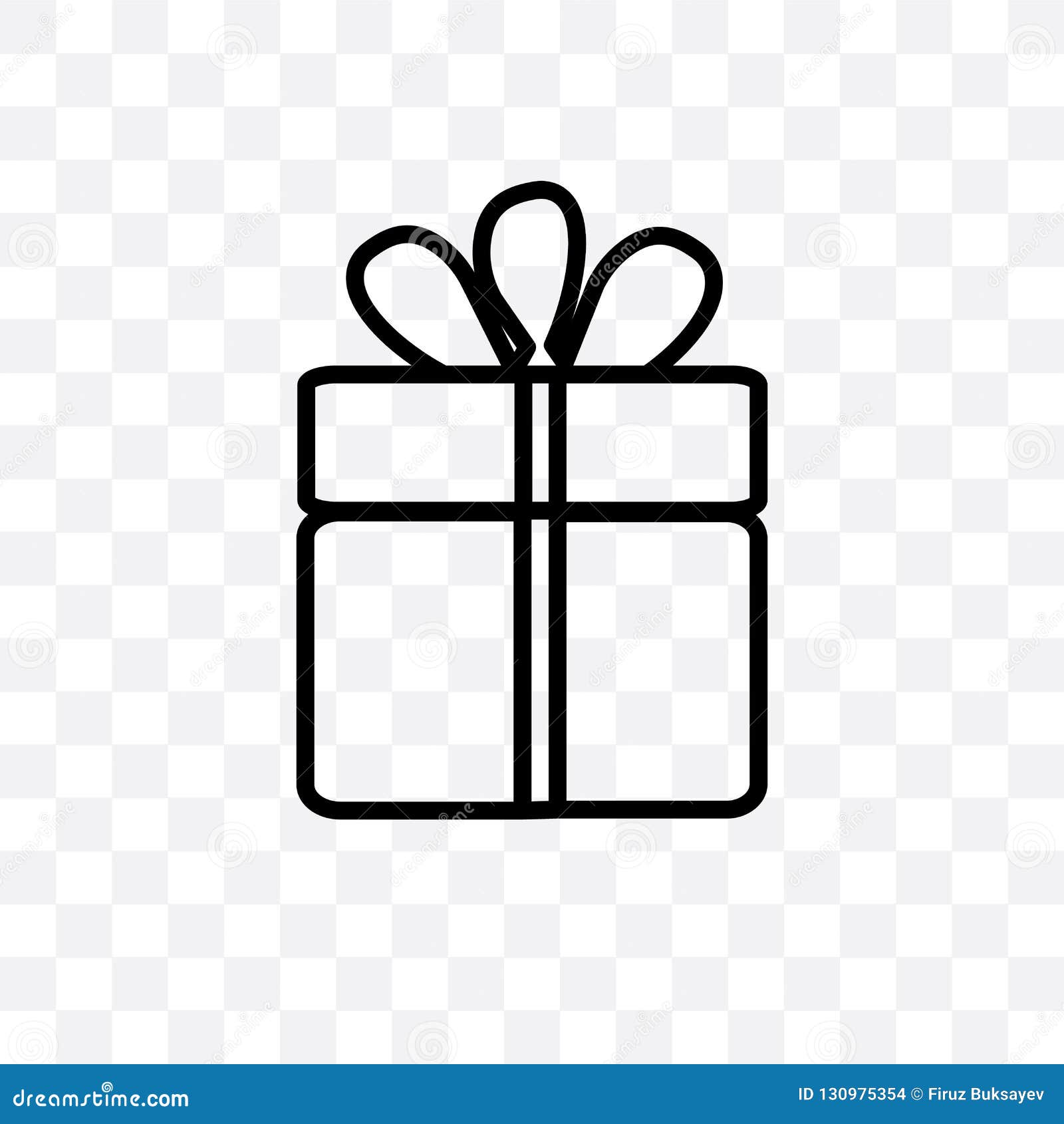 Christmas Present Vector Linear Icon Isolated on Transparent Background ...