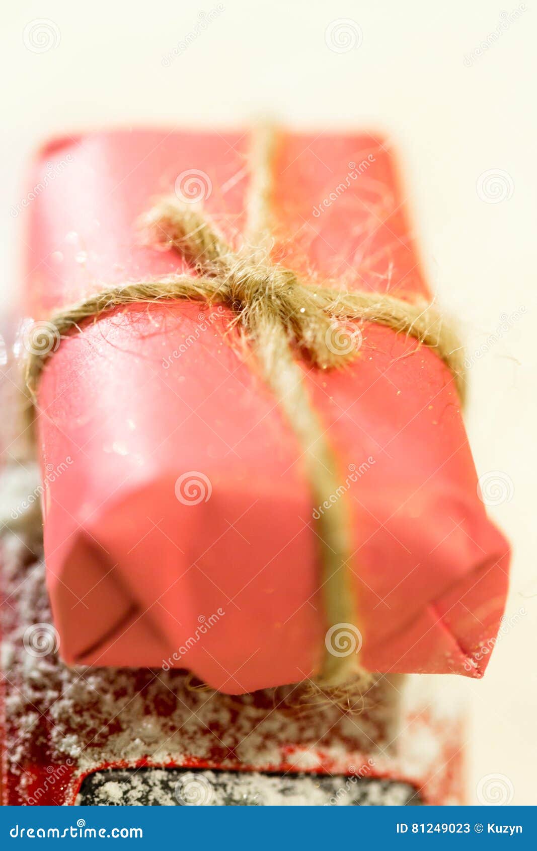 Christmas Present with Vintage String Background Stock Image - Image of ...