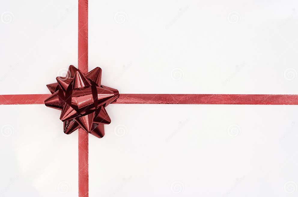 Christmas Present W Red Ribbon Stock Image - Image of wrapping, party ...