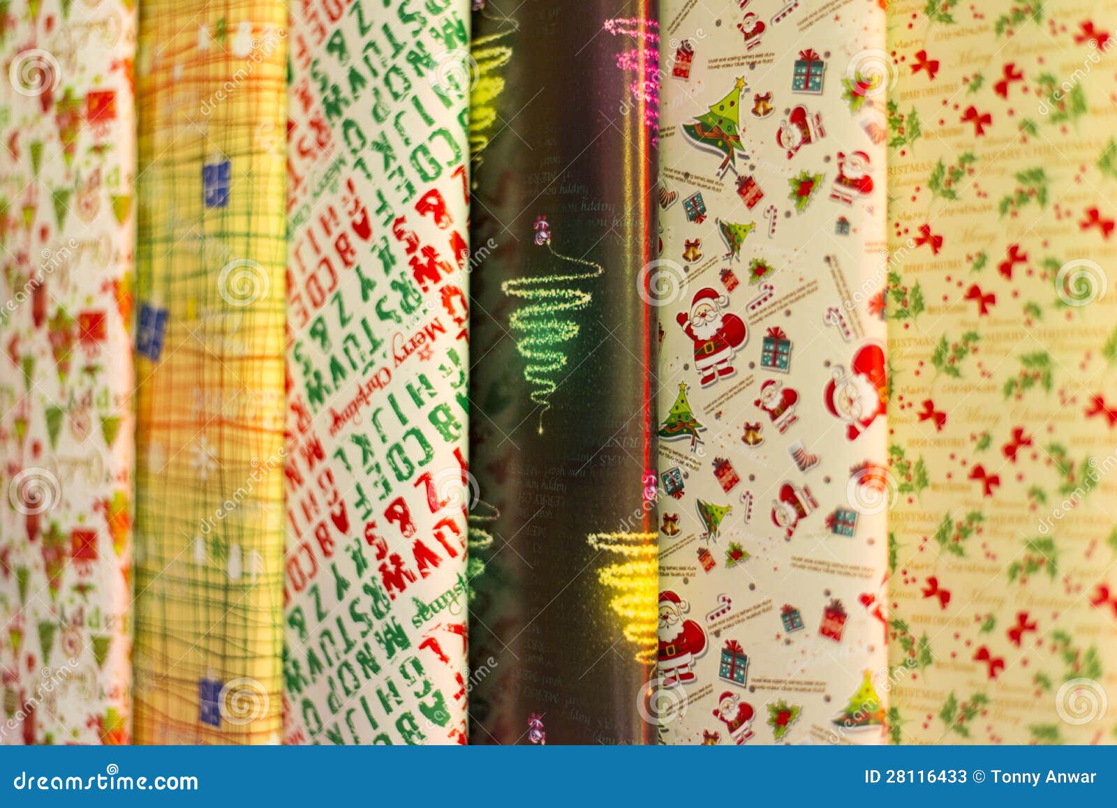 Christmas Present Wrapping Paper Stock Image - Image of design, santa ...