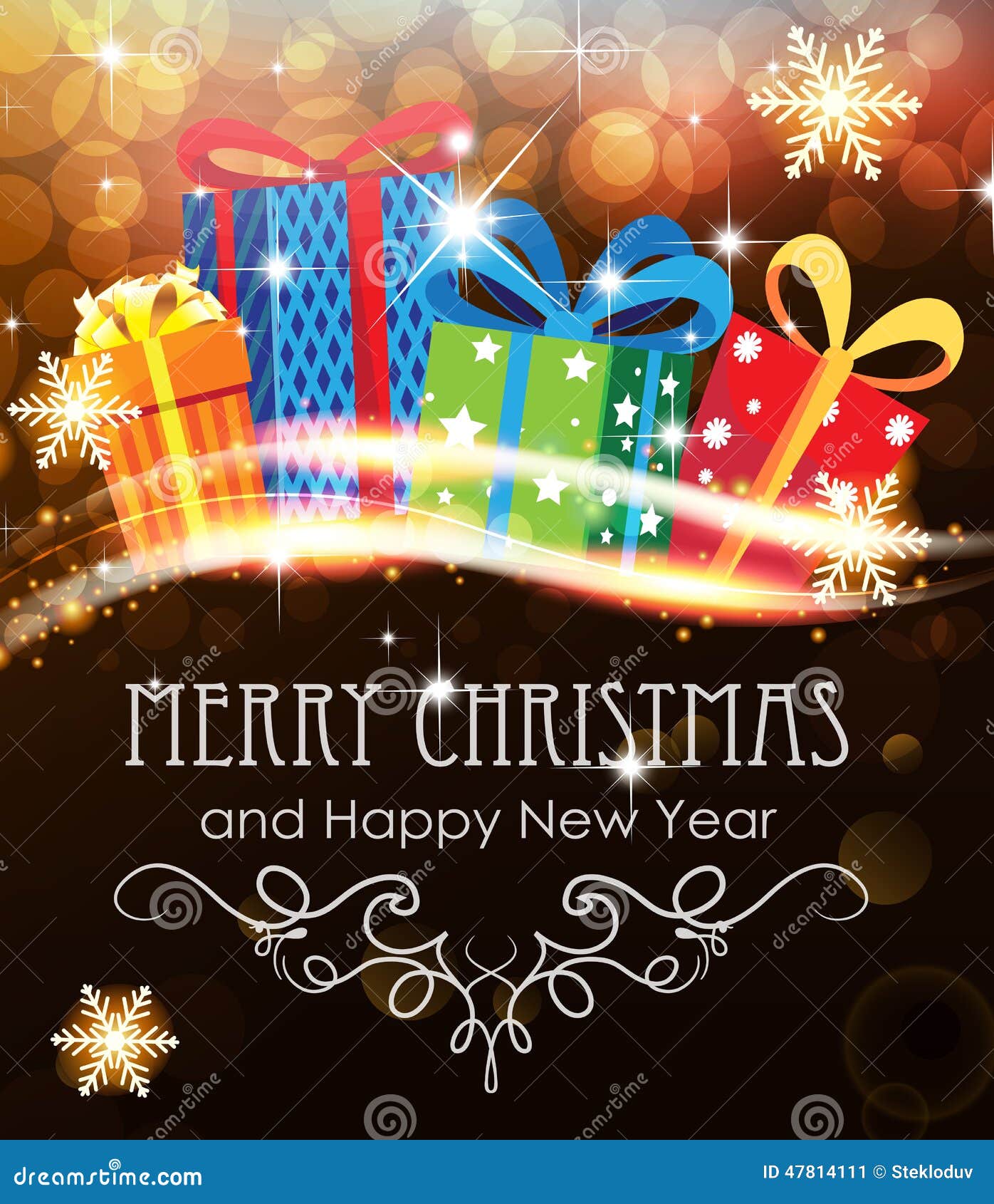 Christmas Presents on Abstract Holiday Background Stock Vector ...