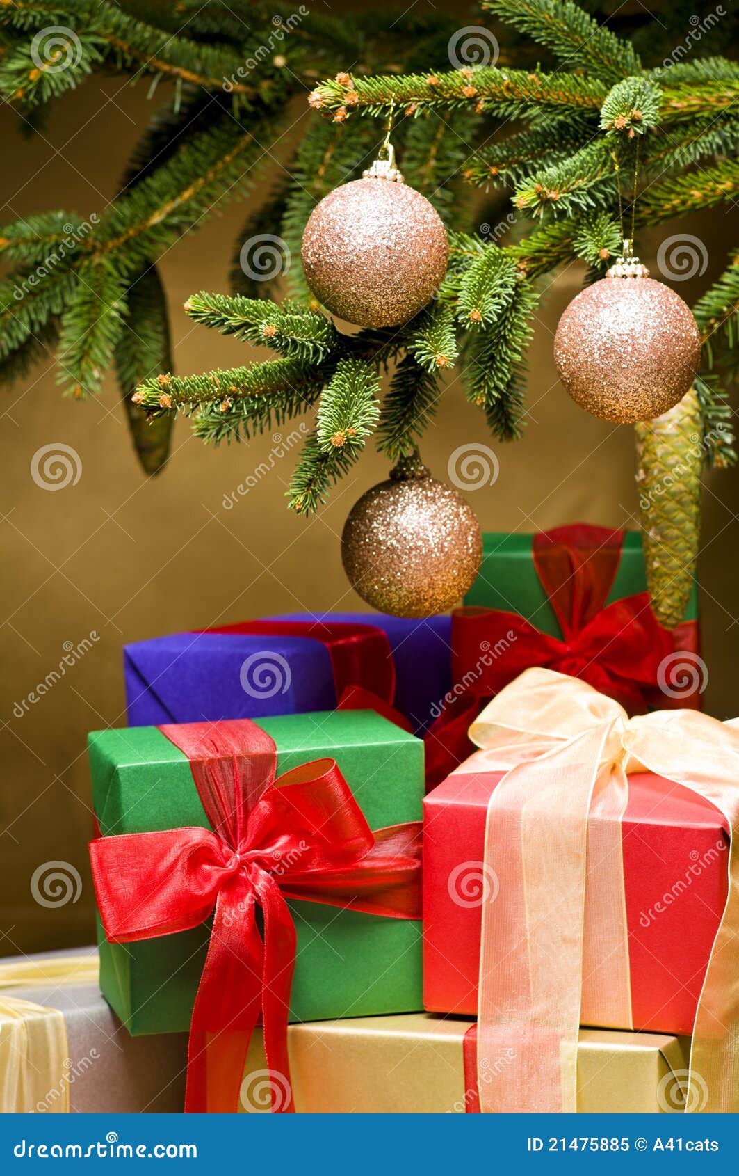 Christmas Presents Decorated Stock Image - Image of festive, natural ...