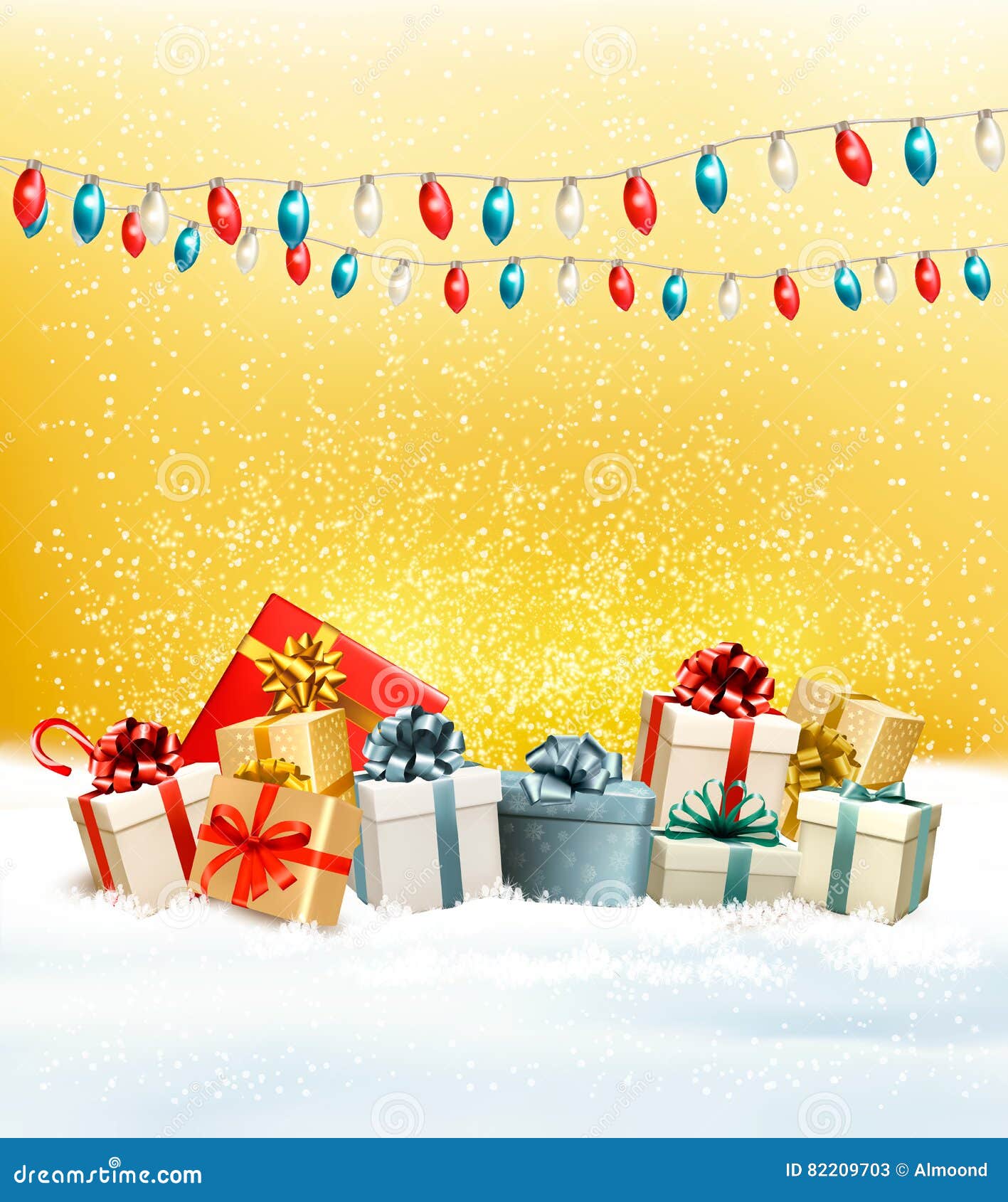 Christmas Presents with a Garland and a Gift Boxes. Stock Vector ...