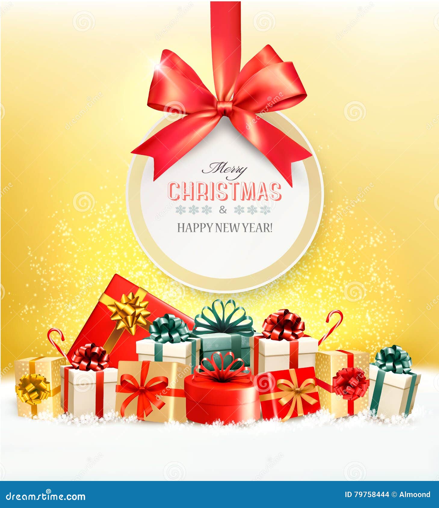 Christmas Presents with a Gift Card and a Ribbon. Stock Vector ...