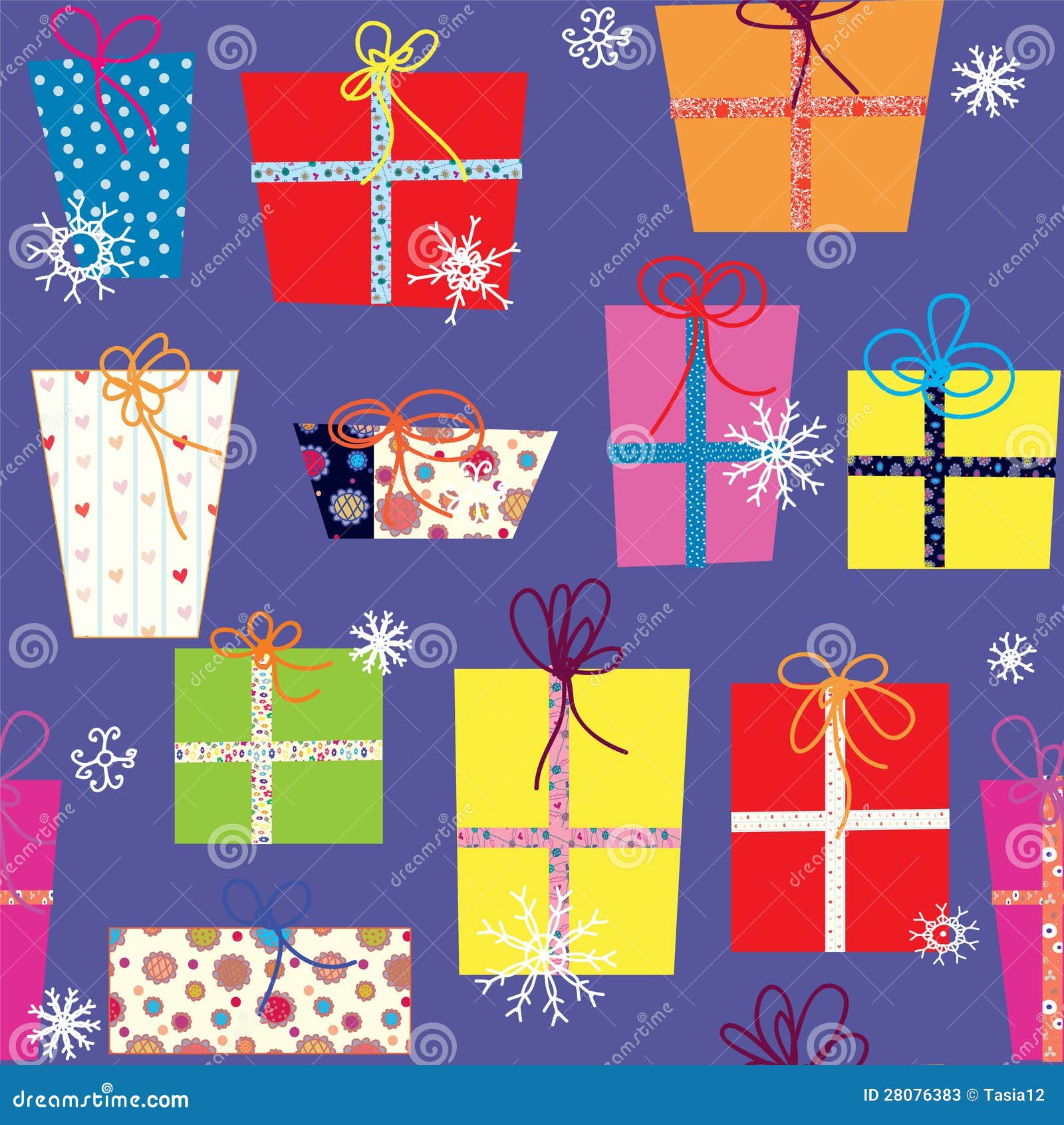 Christmas Presents Seamless Pattern Stock Vector - Illustration of blue ...
