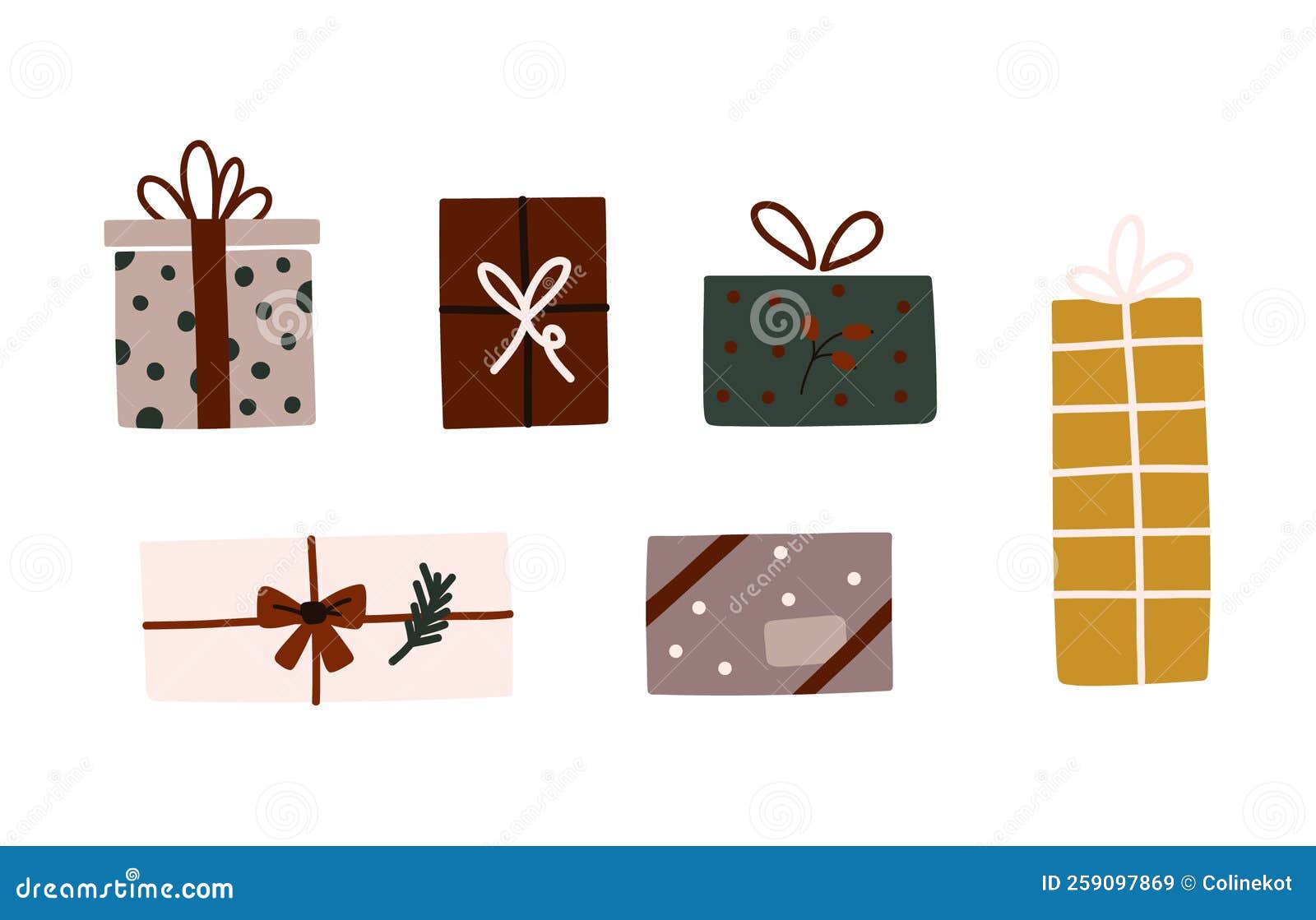 Christmas presents set stock vector. Illustration of ribbon - 259097869